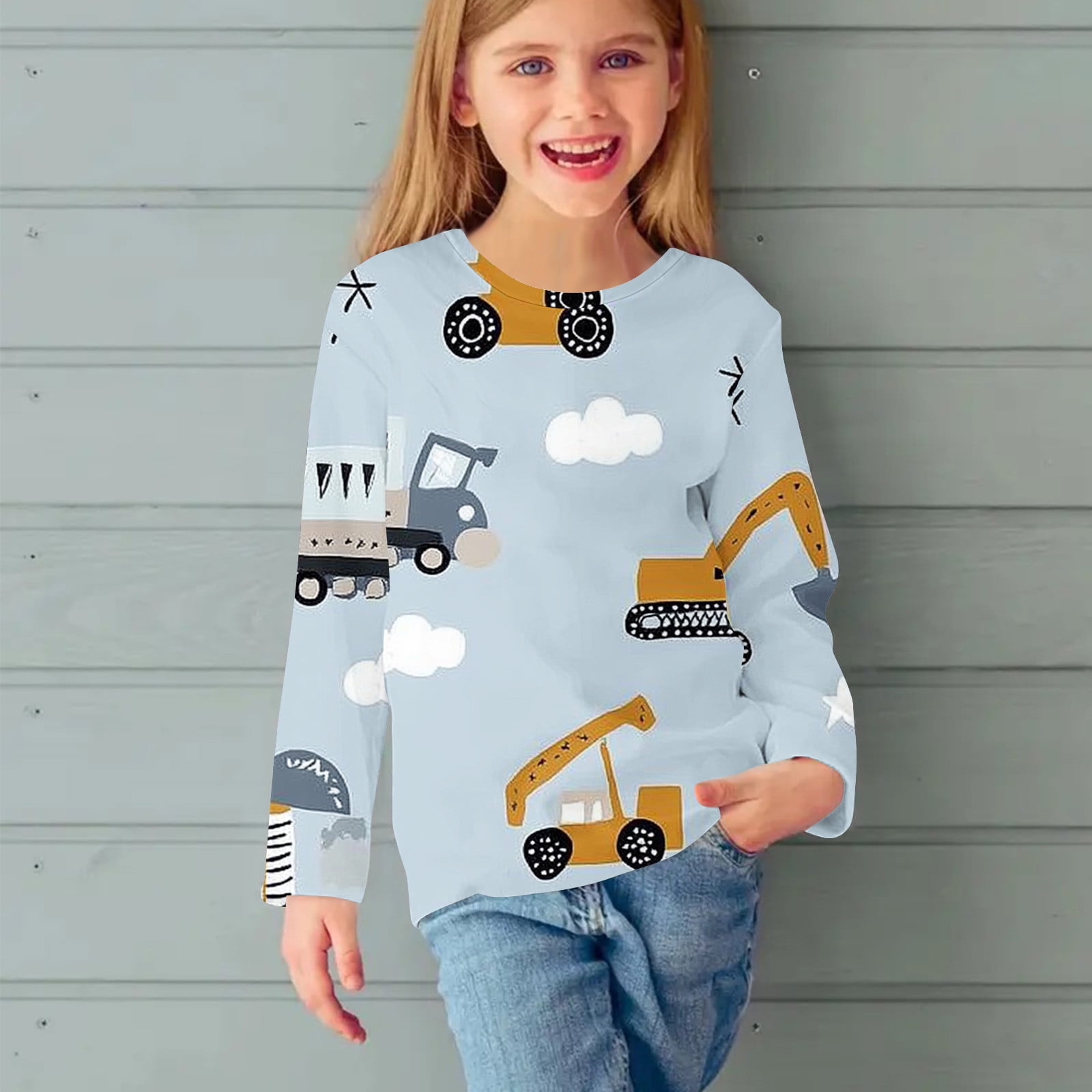 Jinhomg Kids Spring Shirts Casual Comfy Long Sleeve Crew Neck Tunics ...