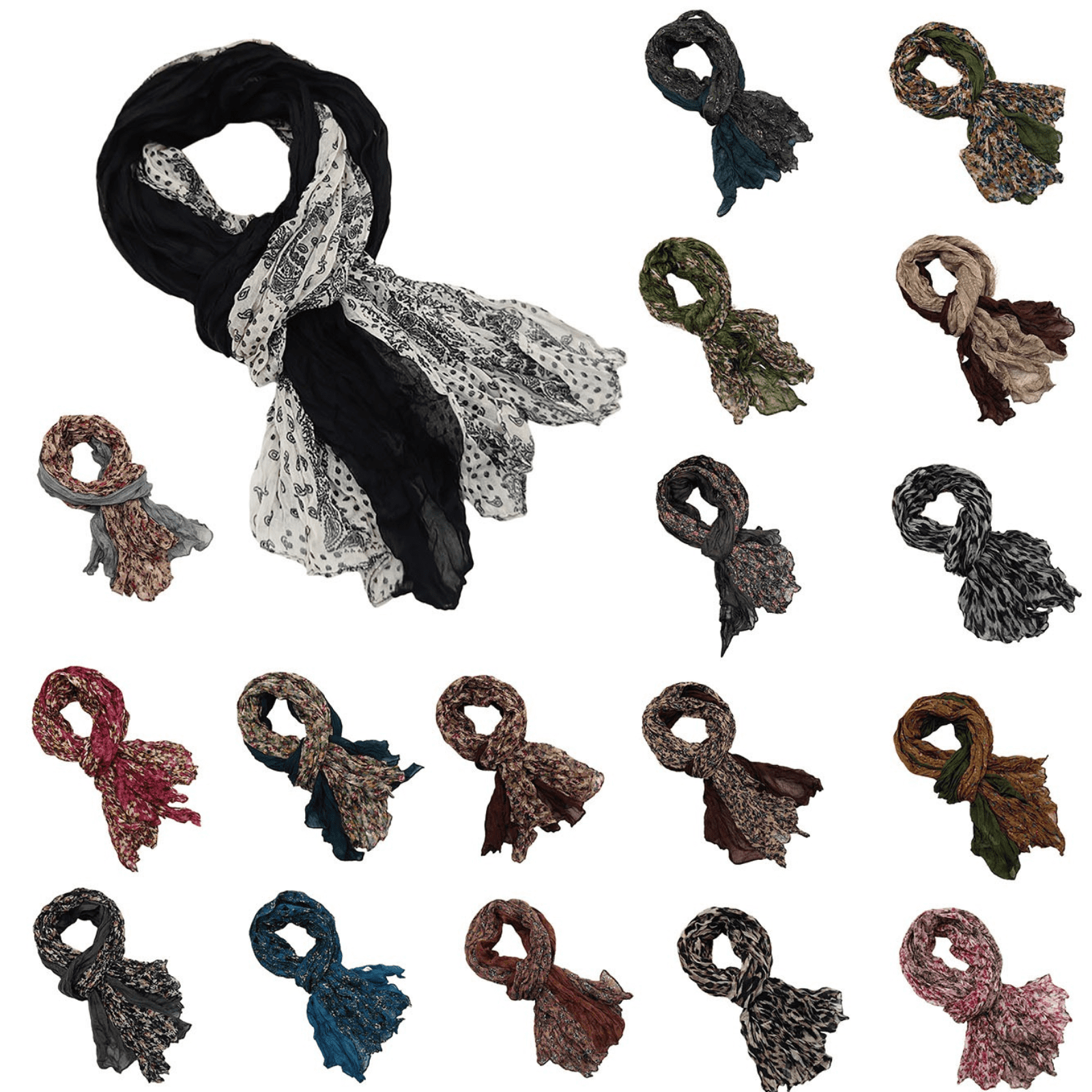 Jinhomg Ladies Gradient Color Linen Scarf Striped Scarves Thin Shawl ...