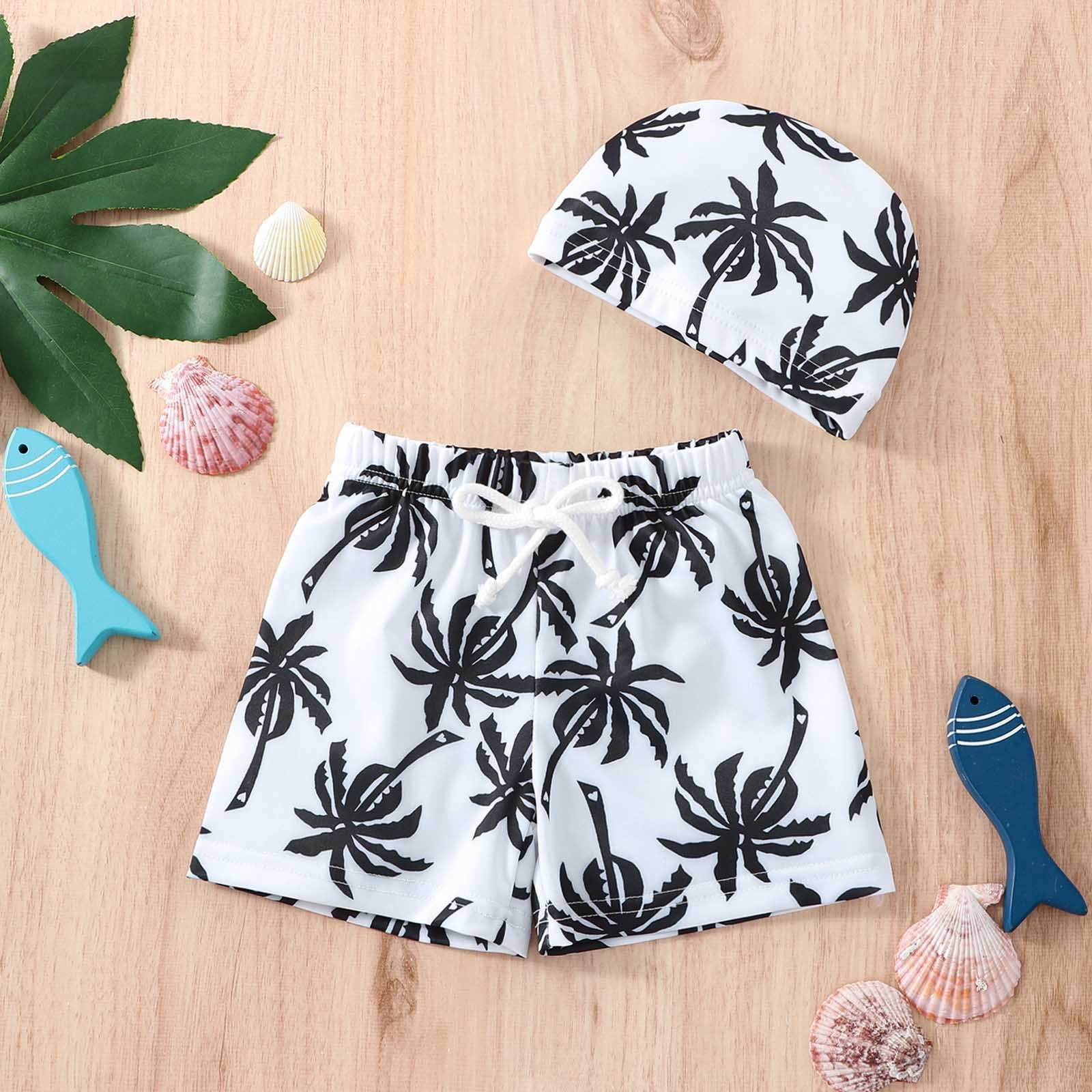 Jinhomg Little Boys Tropical Swimsuit 2 Piece Trendy Hawaiian Palm Tree Print Bathing Suits ...