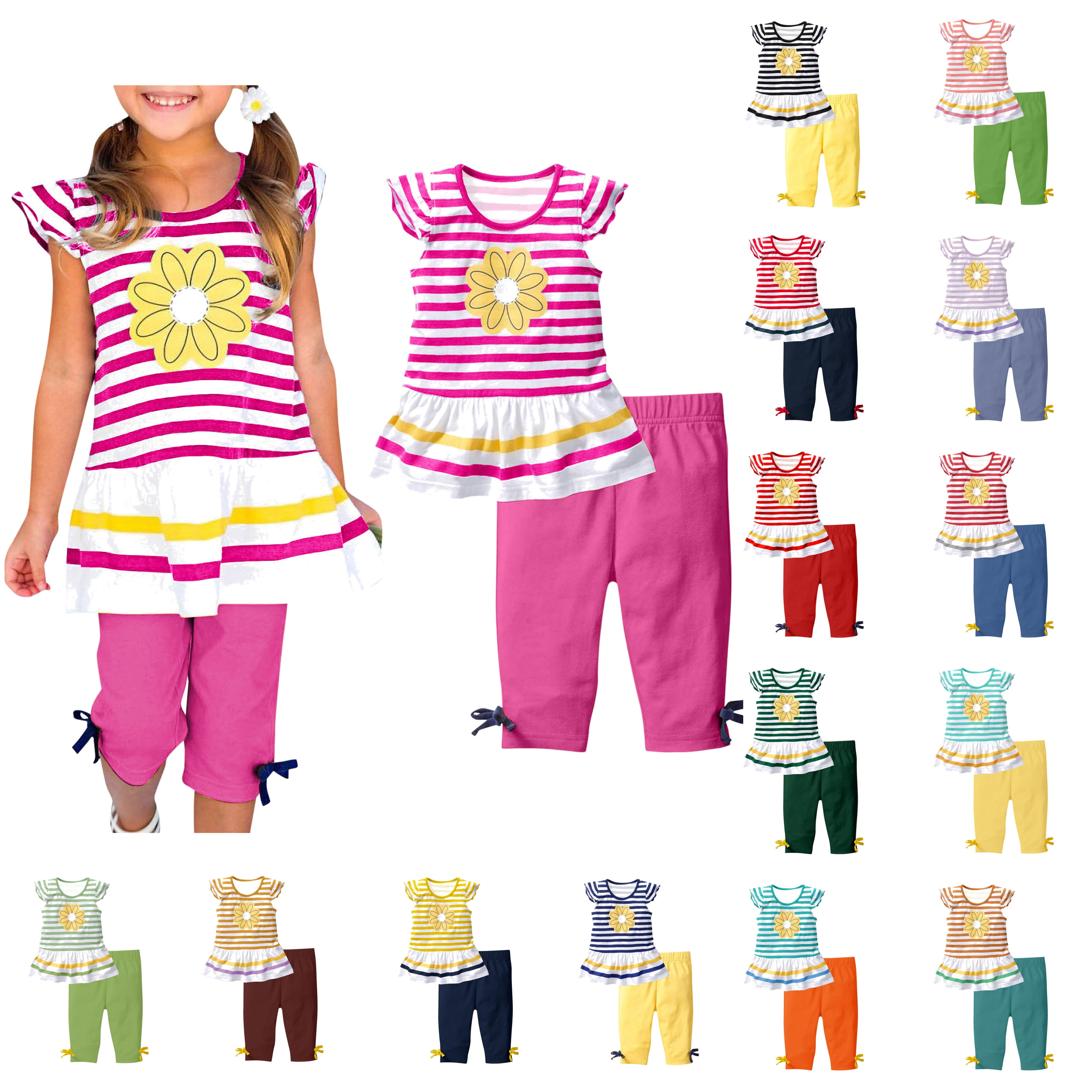 Jinhomg Little Girls Outfit 2025 Fashion Ruffle Sleeve Top and Capri ...