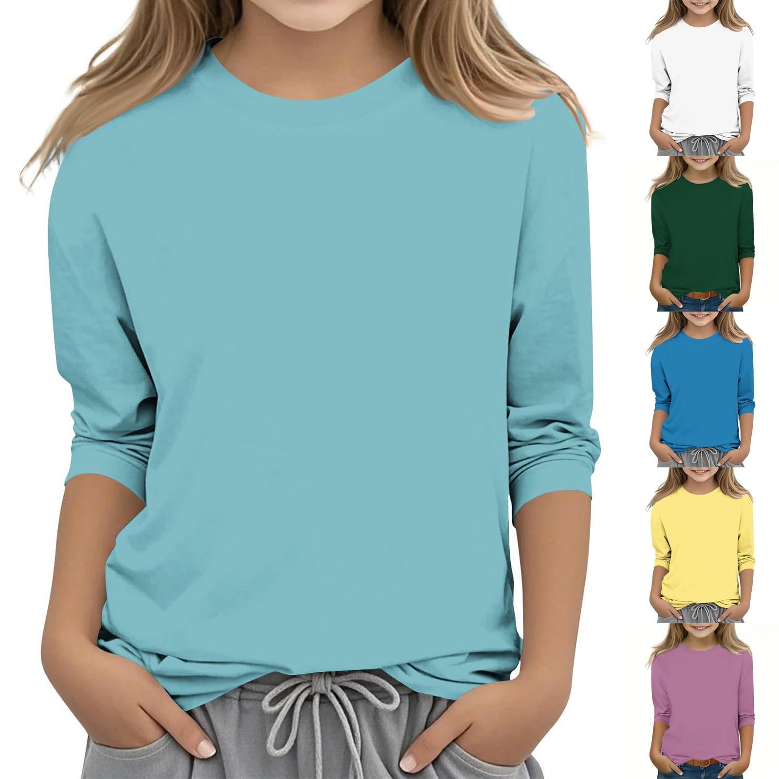 Jinhomg Little Girls Tunic Tops Casual Loose Fit Solid Color Spring T ...