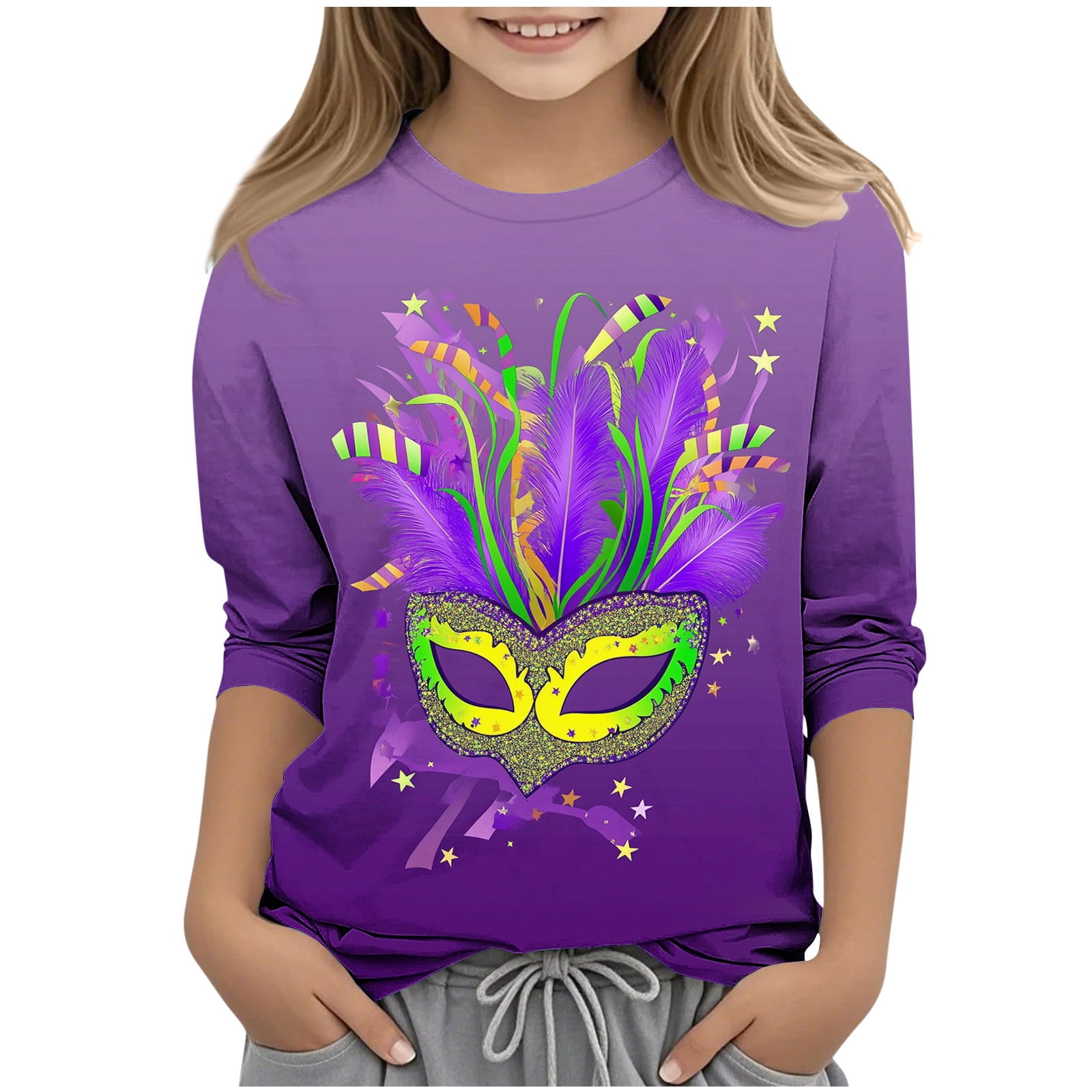 Jinhomg Mardi Gras Shirt for Kids Fancy Mask Graphic Carnival Tops ...