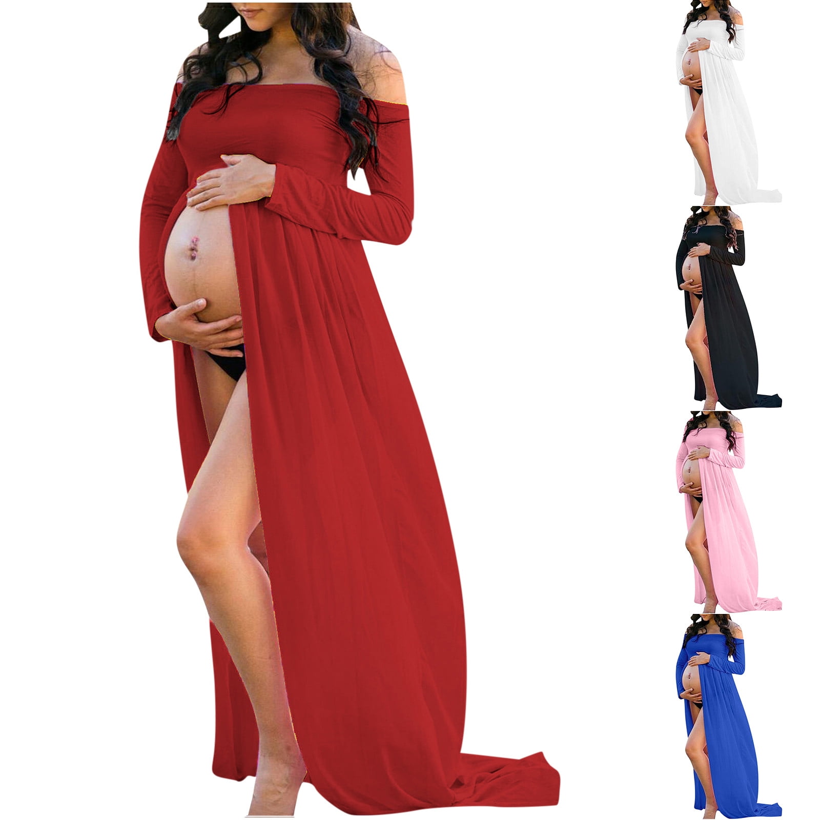 Jinhomg Maternity Dress for Photography Trendy Off Shoulder Slim Fitted ...