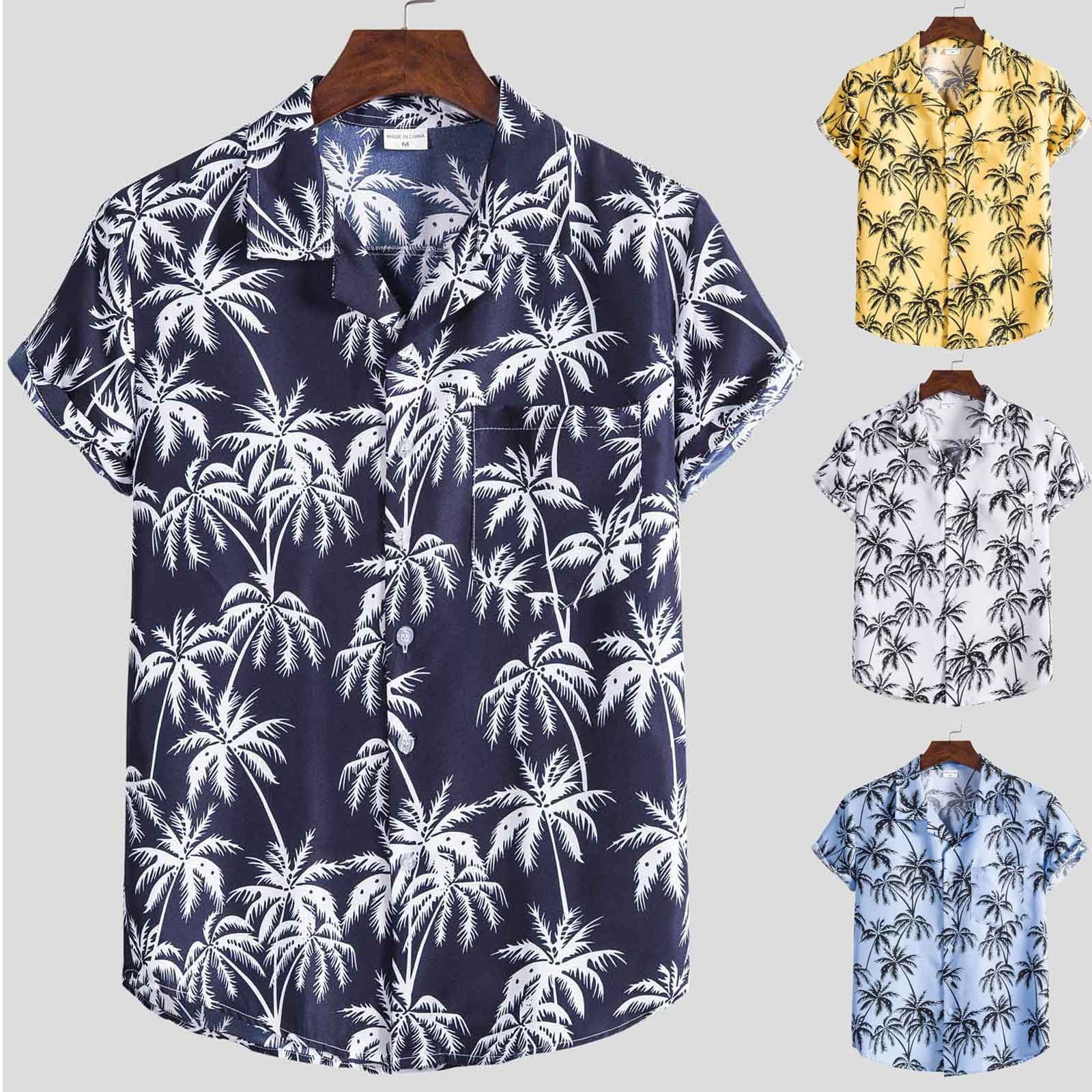 Jinhomg Men's Holiday Beach Shirts 2025 Fashion Tropical Palm Tree ...