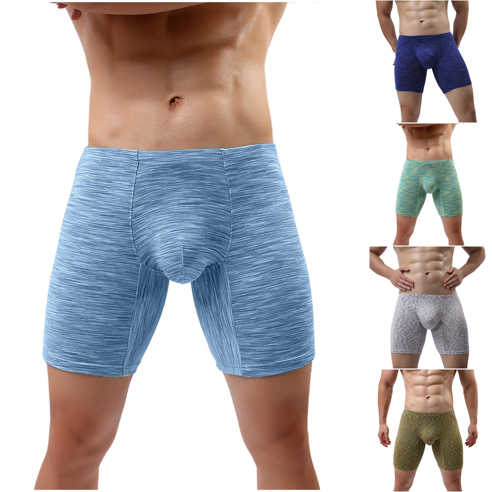 Jinhomg Men's No Ride Up Boxer Briefs Breathable Comfy Cotton Long Leg ...
