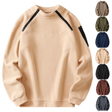 Timoontee Men's 1/4 Button Casual Sweater Loose Long Sleeve Stand Up ...