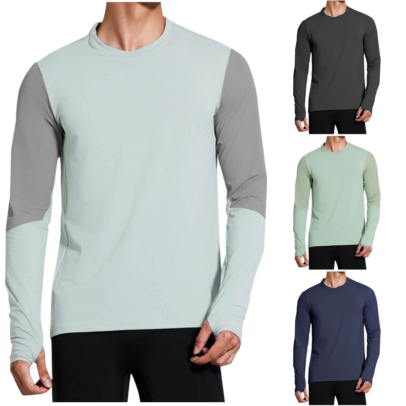 Jinhomg Men's Workout Shirts Lightweight Casual Color Block Athletic T ...