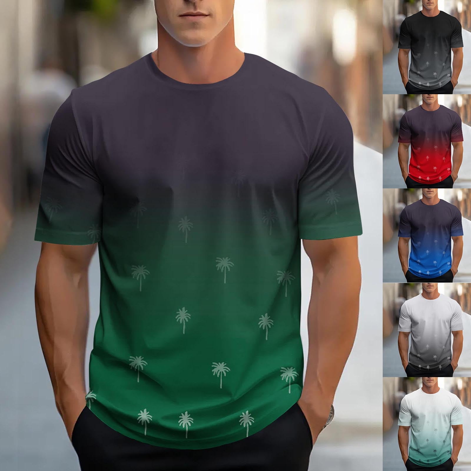 Jinhomg Mens Athletic T-Shirts 2025 Trendy Gradient Color Sports Tees ...