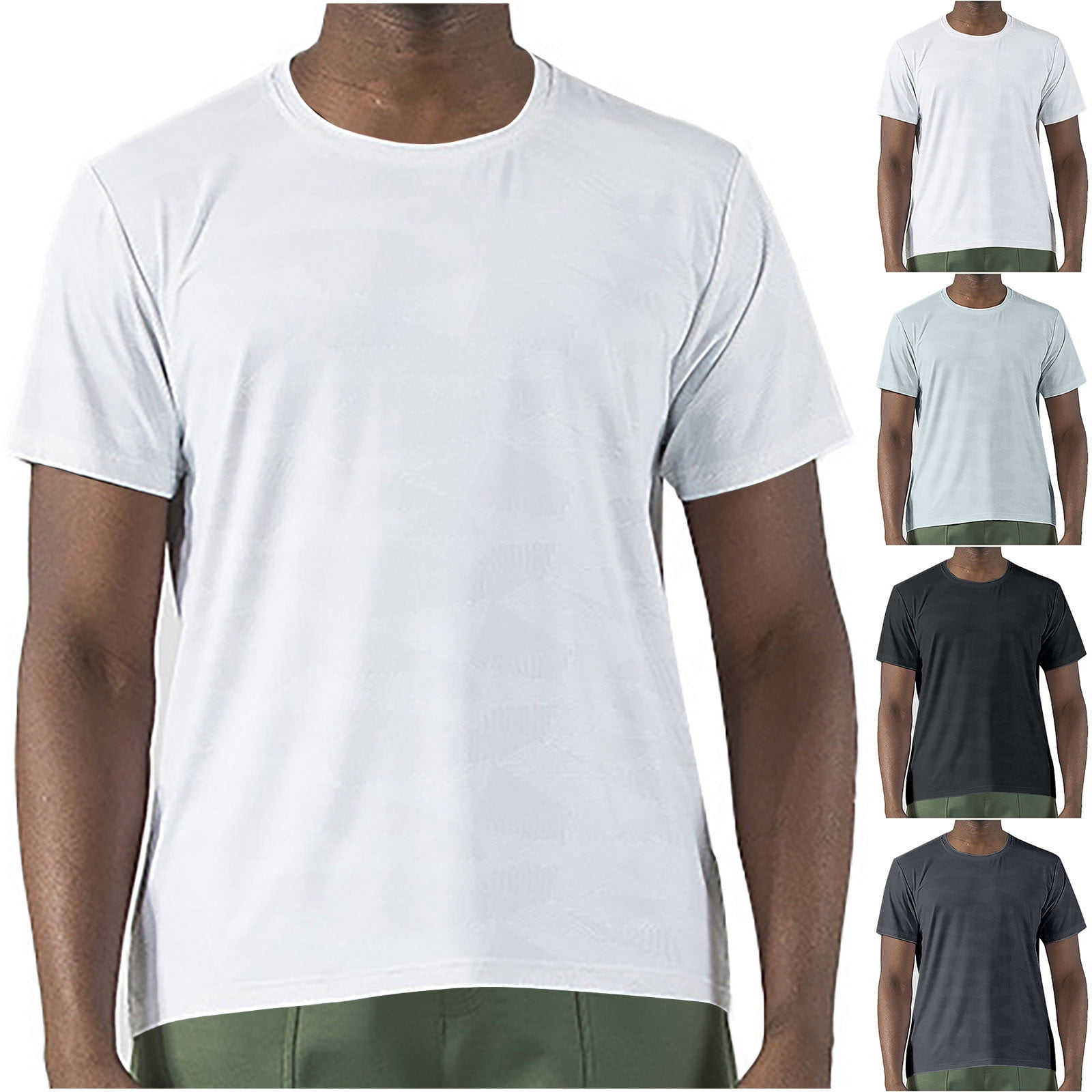Jinhomg Mens Casual Summer Tee Shirts Loose Fit Comfy Plain Crew Neck ...