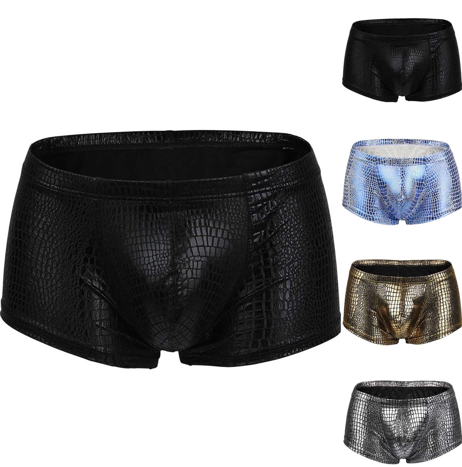 Jinhomg Mens Fashion Boxers Lightweight Comfy Snakeskin Leather Boxer ...
