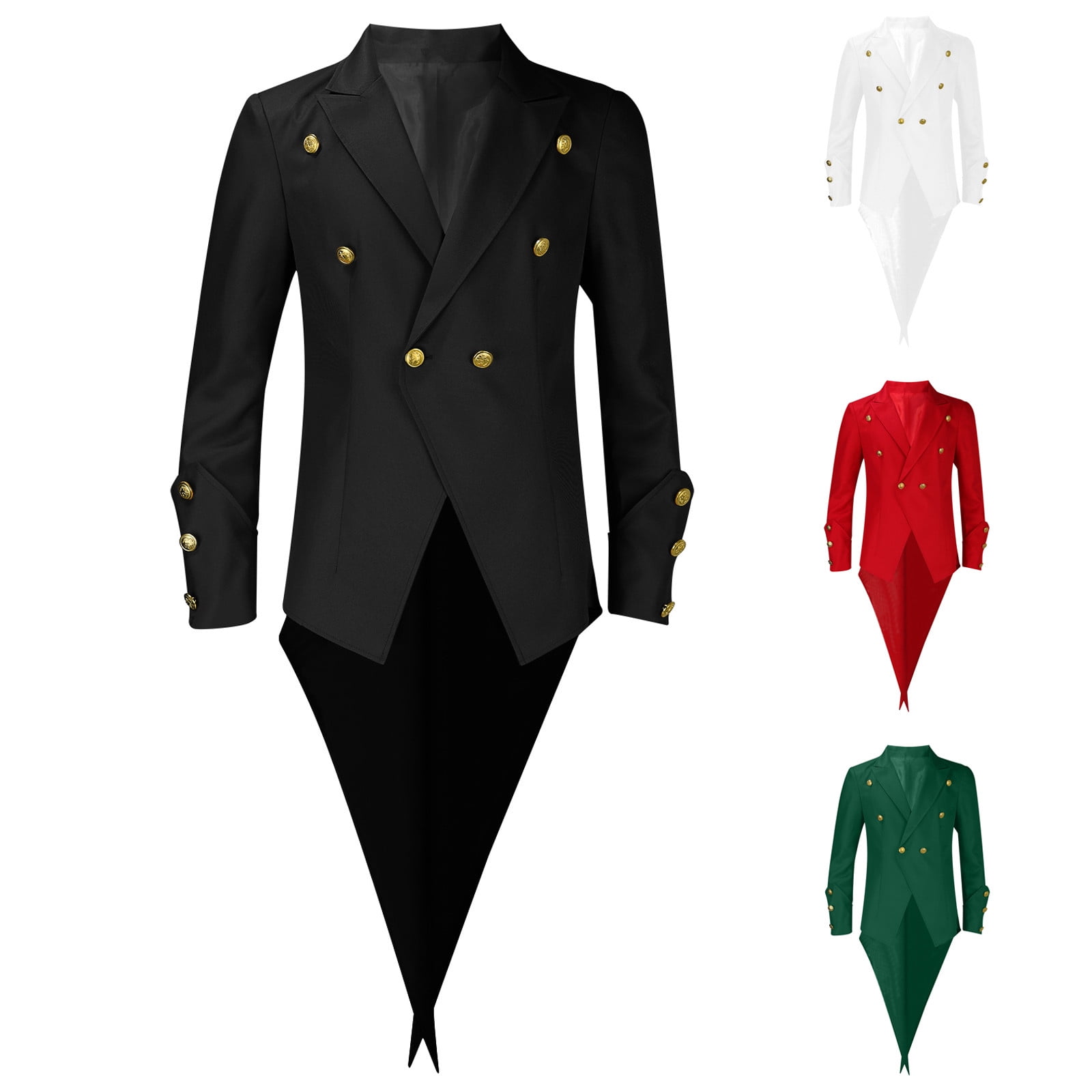 Jinhomg Mens Gothic Tailcoat Jacket Halloween Costume Vintage Goth Long ...