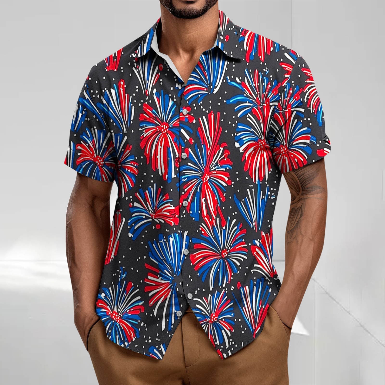Jinhomg Mens Hawaiian Beach Shirt Big And Tall Comfy Short Sleeve ...