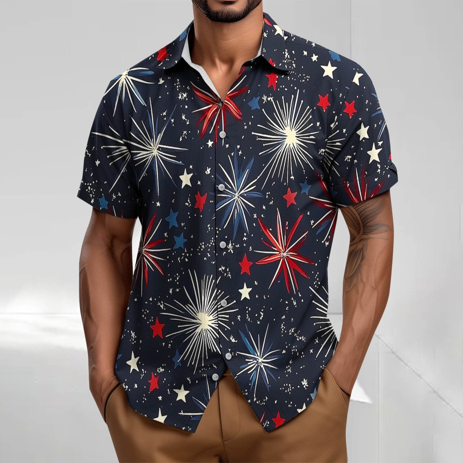 Jinhomg Mens Hawaiian Beach Shirt Big And Tall Comfy Short Sleeve ...