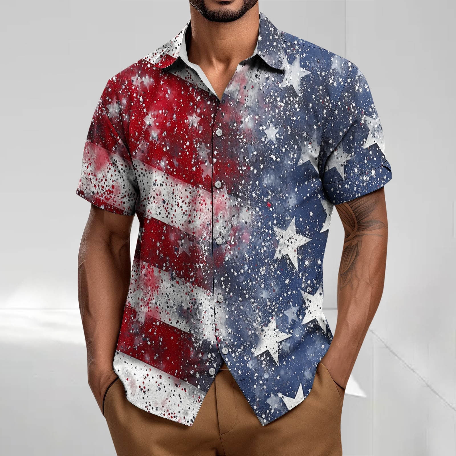 Jinhomg Mens Hawaiian Beach Shirt Big And Tall Comfy Short Sleeve ...