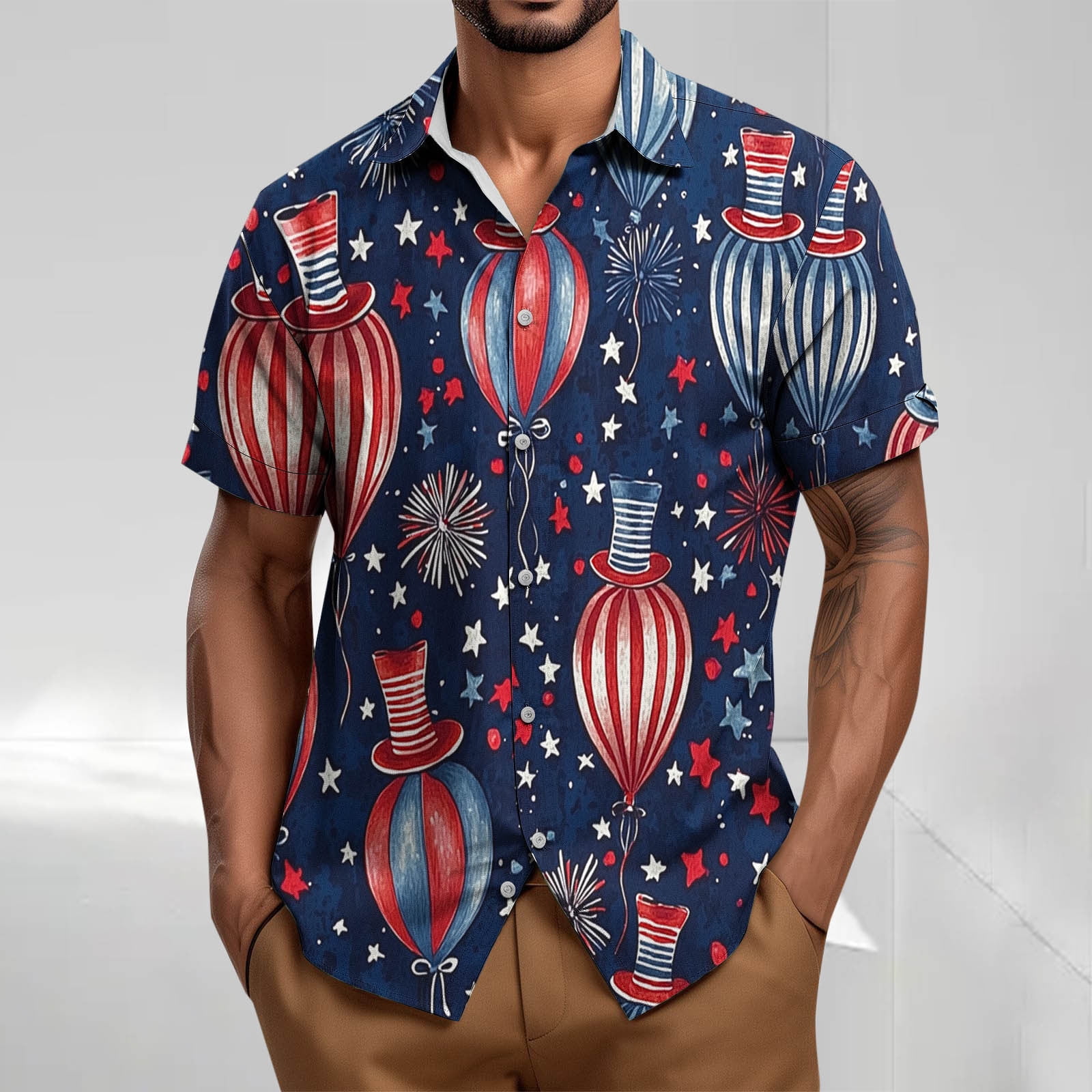 Jinhomg Mens Hawaiian Beach Shirt Big And Tall Comfy Short Sleeve ...