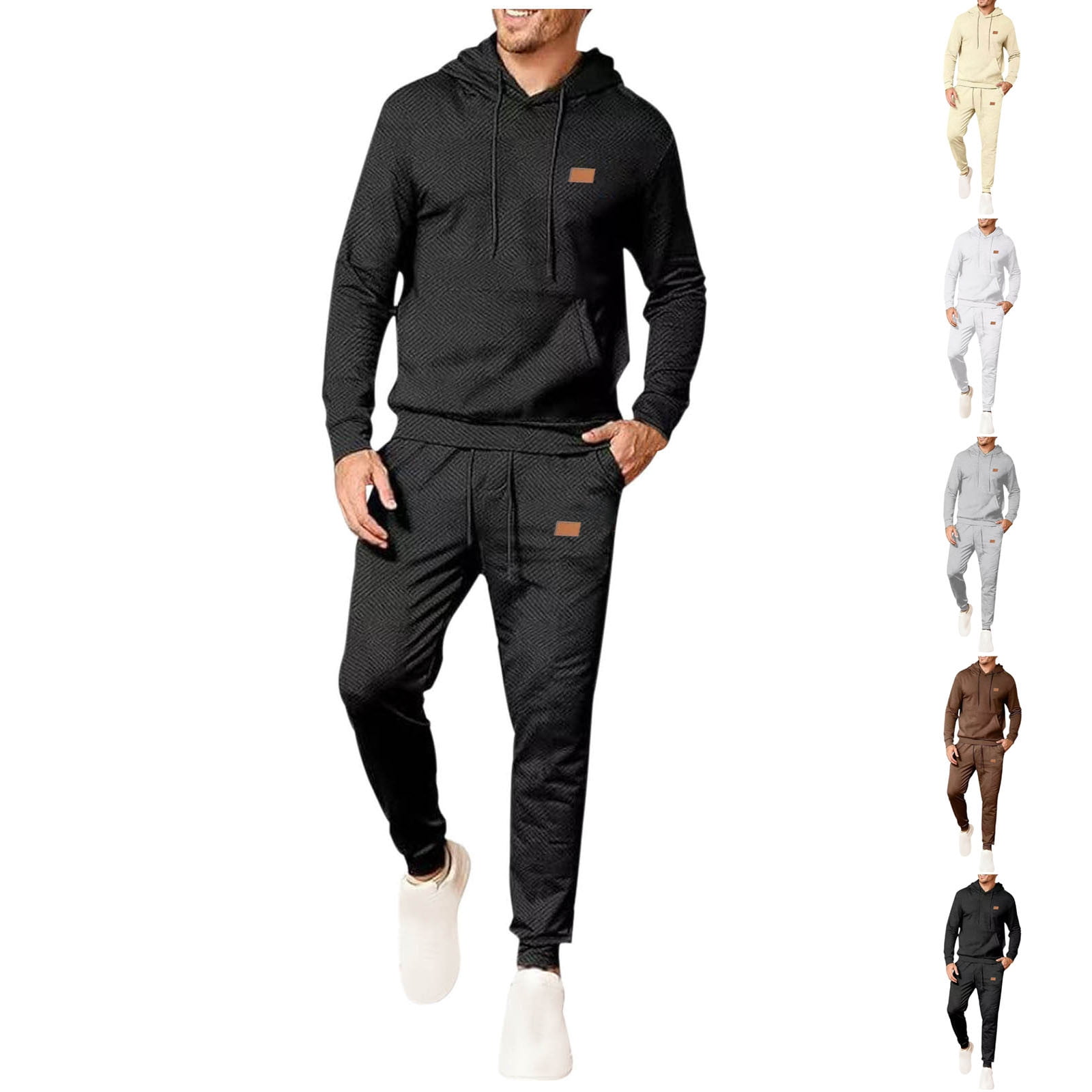 Jinhomg Mens Knitted Sweat Suit 2 Piece Casual Solid Tracksuit Big and ...