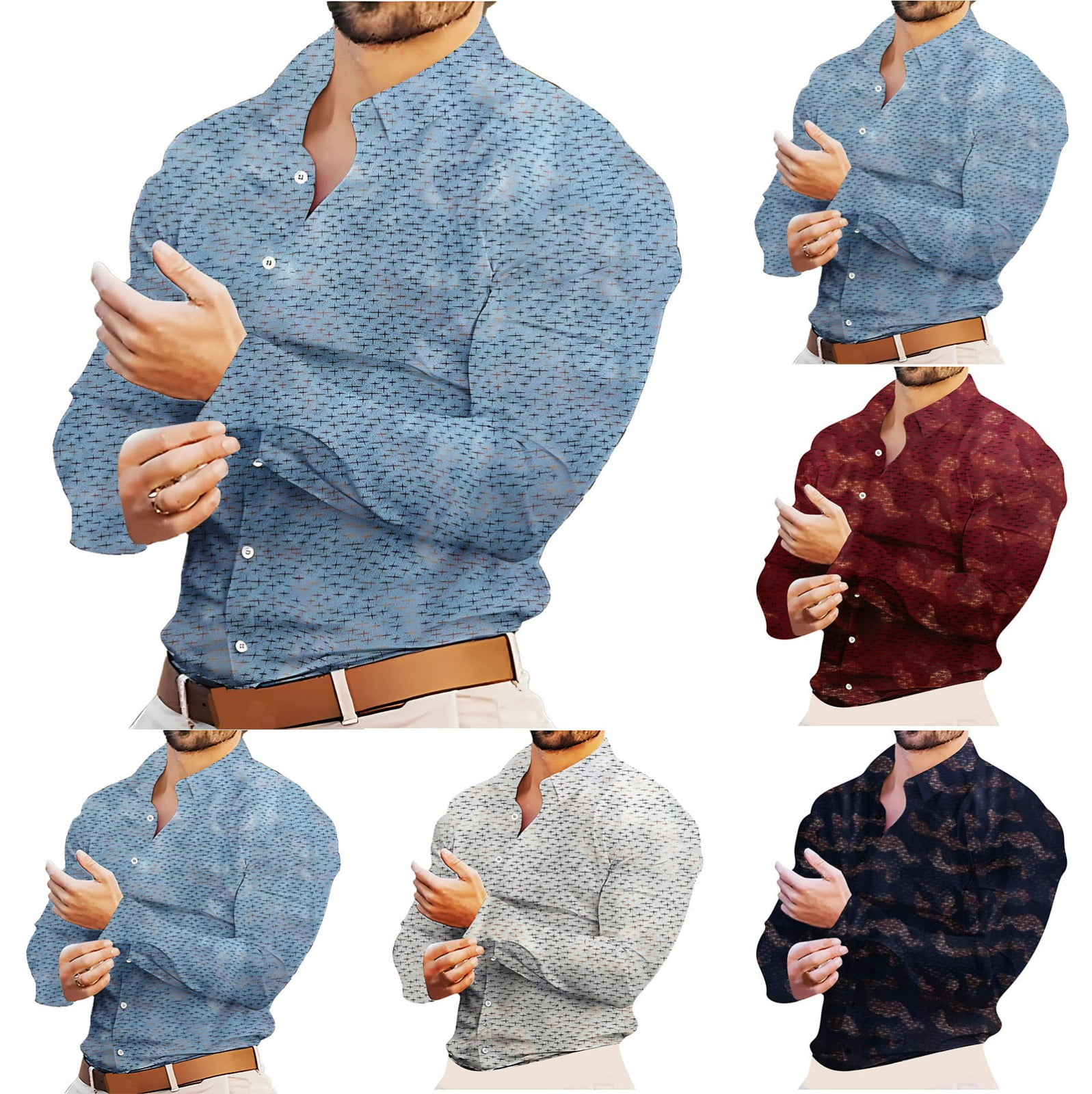 Jinhomg Mens Muscle Button Down Shirt Dressy Casual Hot Stamping ...