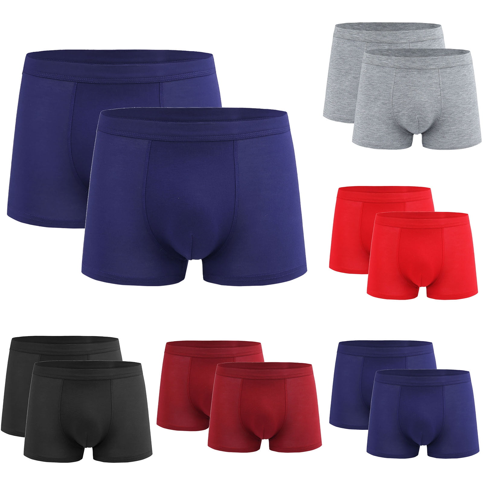 Jinhomg Mens Seamless Boxer Briefs 2 PC Stretchy Athletic Trunks ...