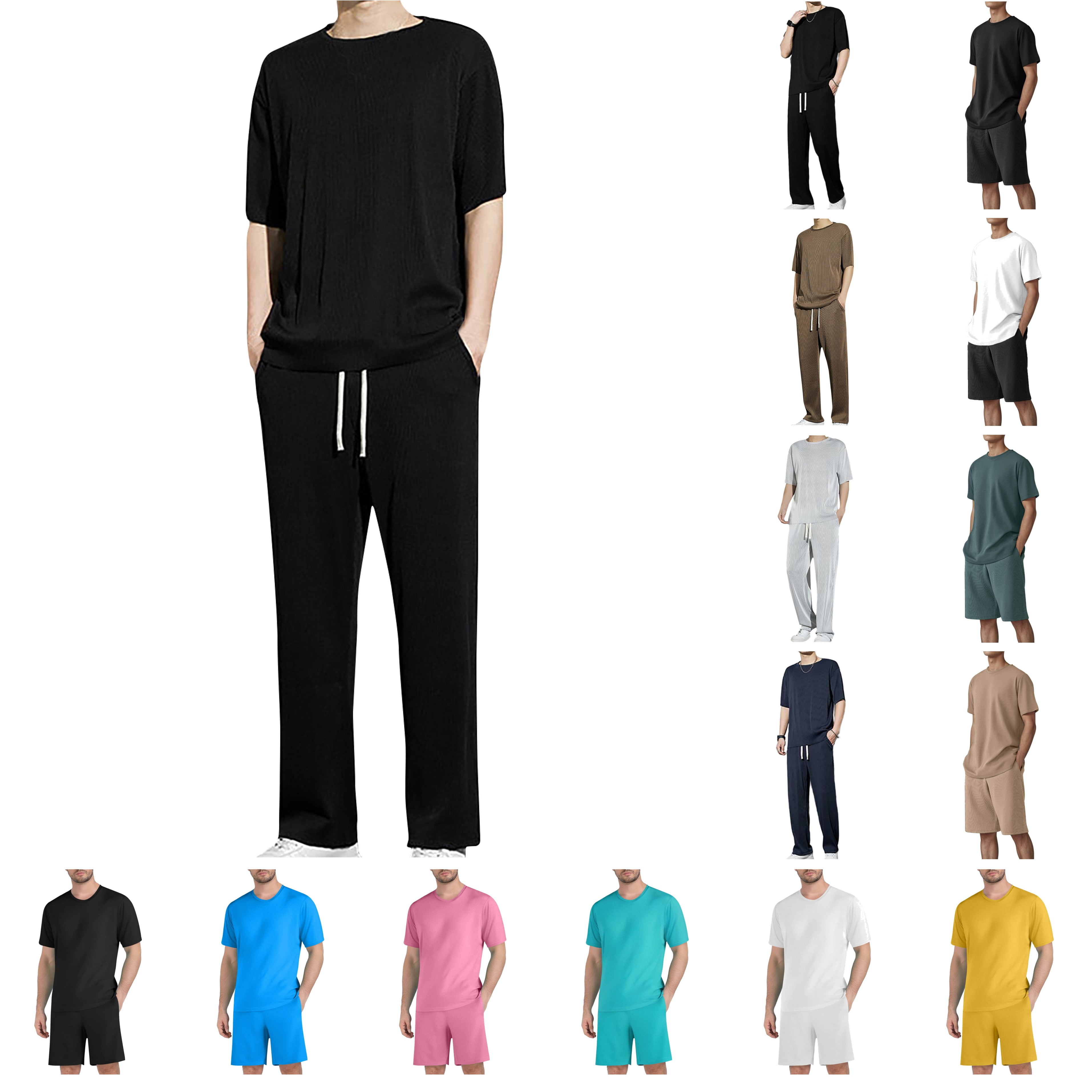 Jinhomg Mens Short Sets 2 Piece Outfits Summer Casual Tracksuit Short ...