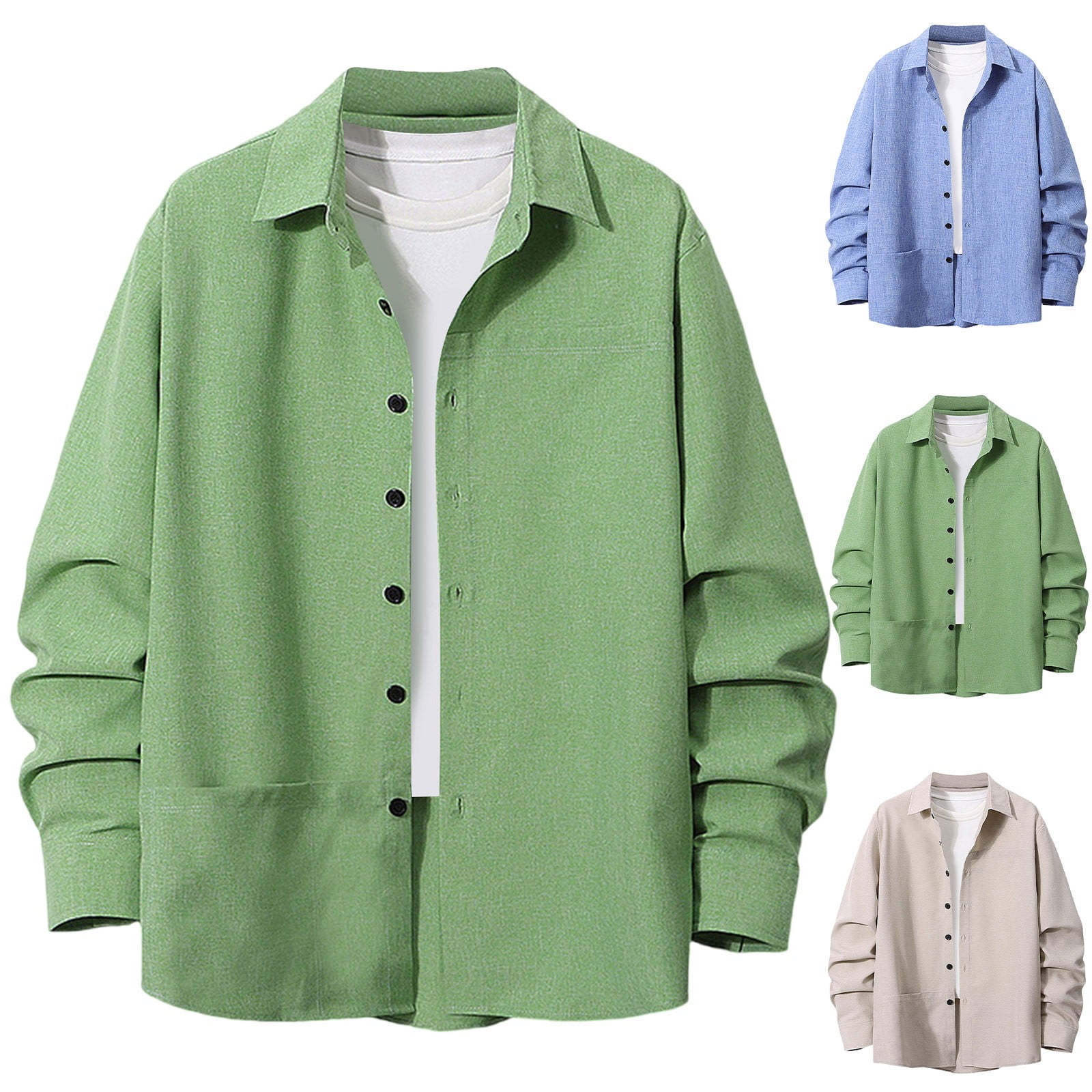 Jinhomg Mens Trendy Shirts Casual Comfy Solid Color Spring Shirts ...