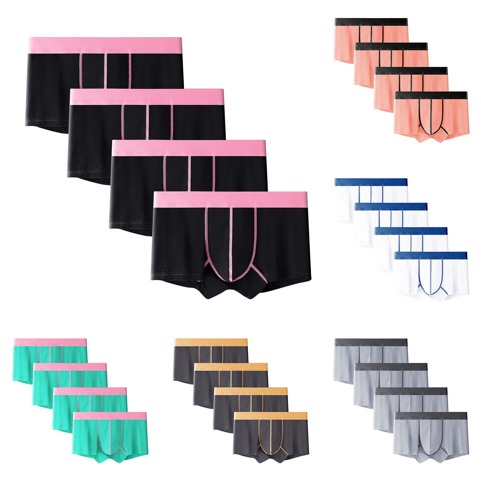 Jinhomg Plus Size Cotton Boxers for Men Loose Fit Comfy Seamless Boxer ...