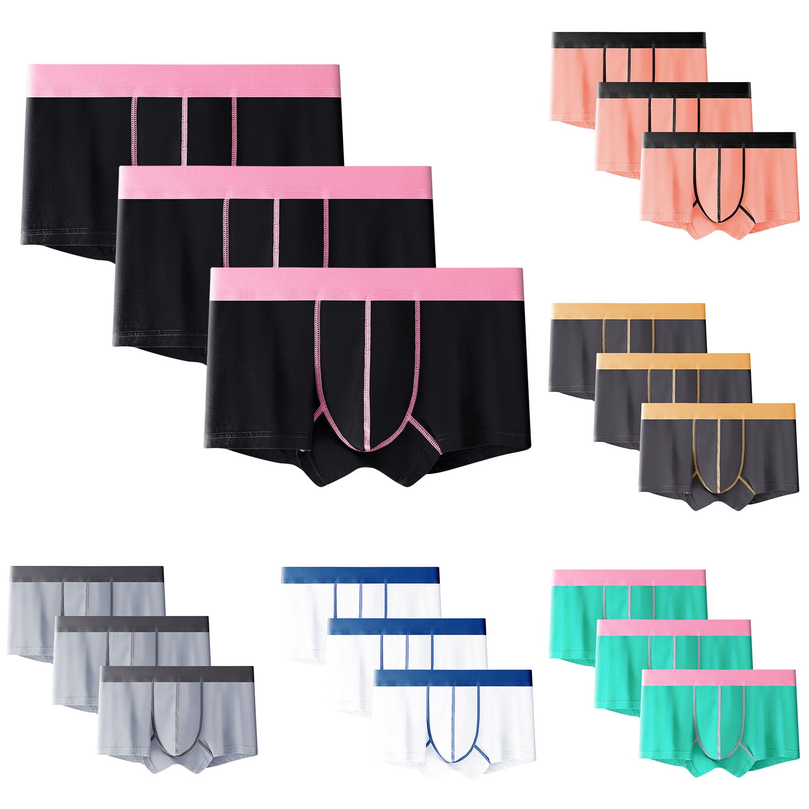 Jinhomg Plus Size Cotton Boxers for Men Loose Fit Comfy Seamless Boxer ...