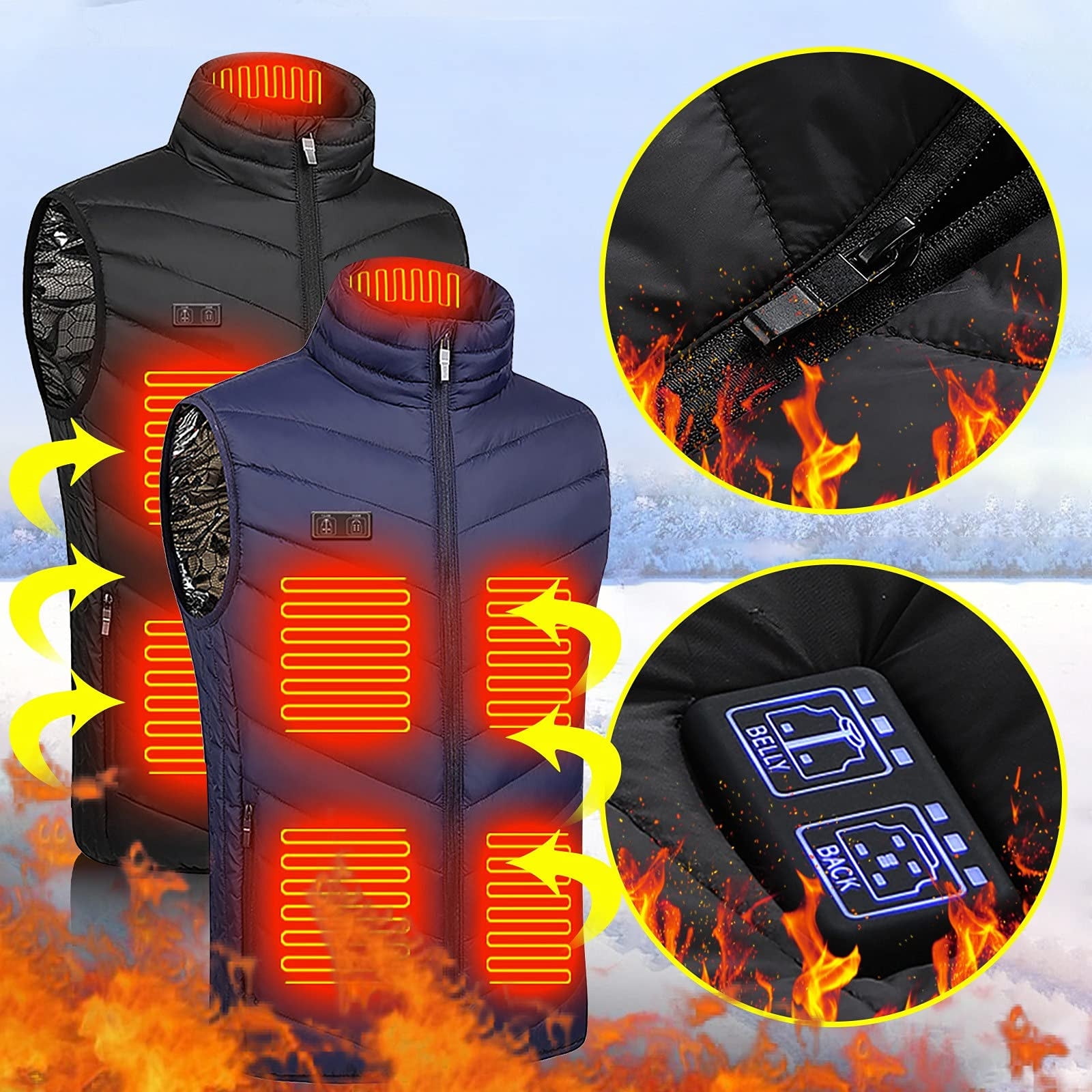 Jinhomg Plus Size Heated Vest for Men and Women 11 Heated Zones Heating ...