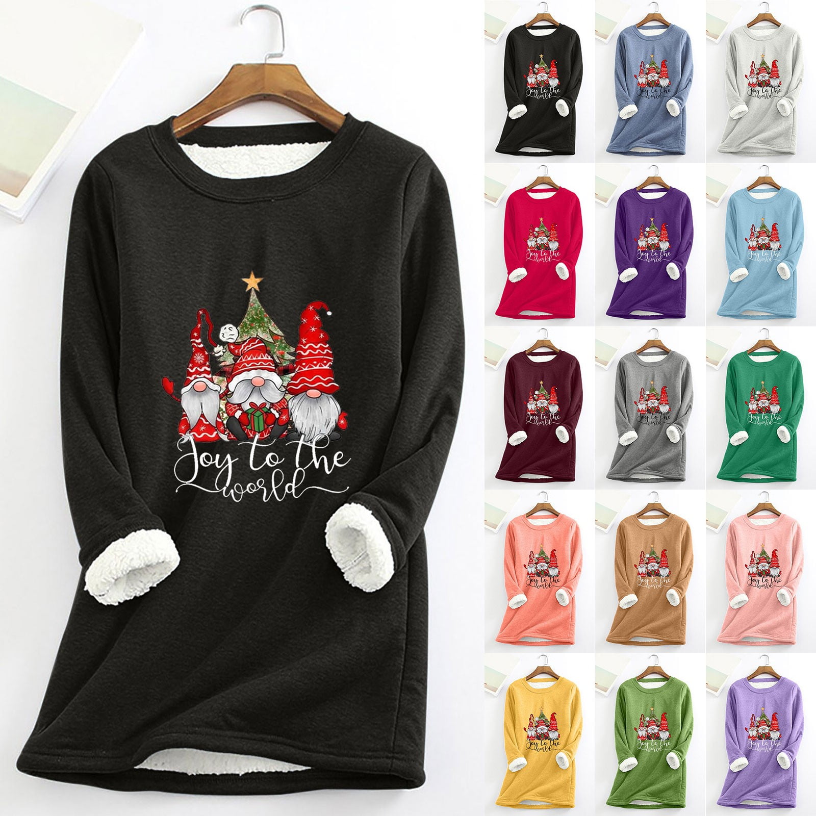 Jinhomg Thick Christmas Sweatshirt for Women Fall Winter Thermal Comfy ...