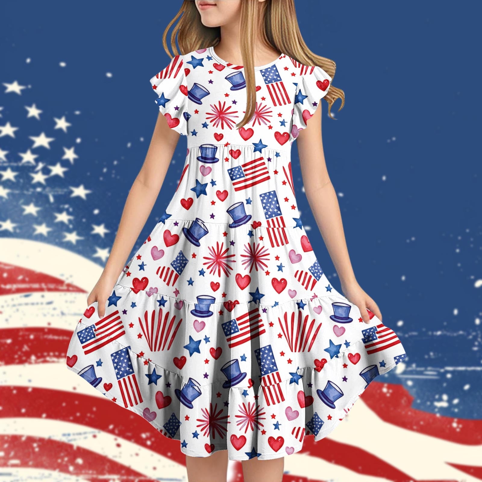Jinhomg Toddler Girls 4Th Of July Outfit Patriotic American Flag Midi ...