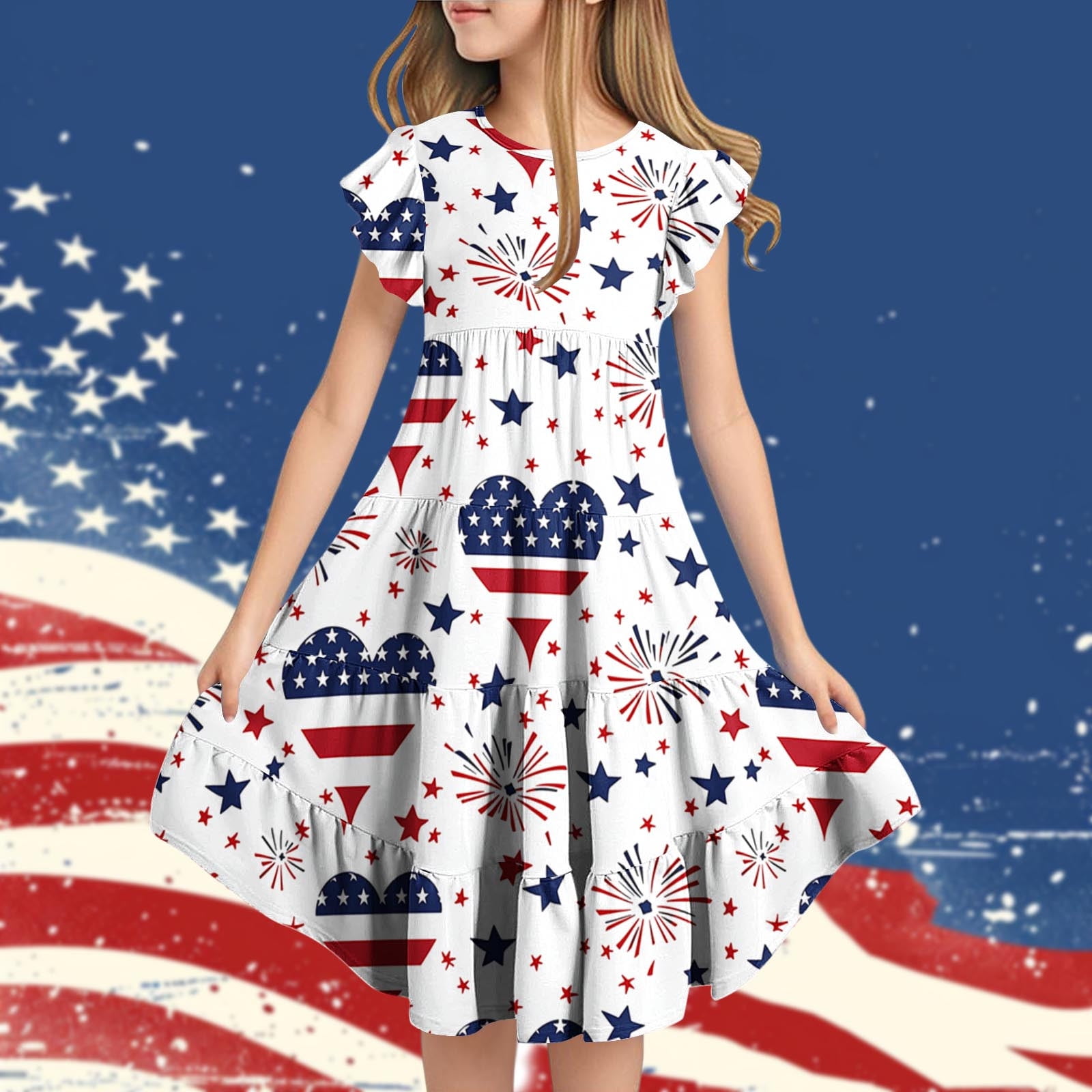 Jinhomg Toddler Girls 4Th Of July Outfit Patriotic American Flag Midi ...