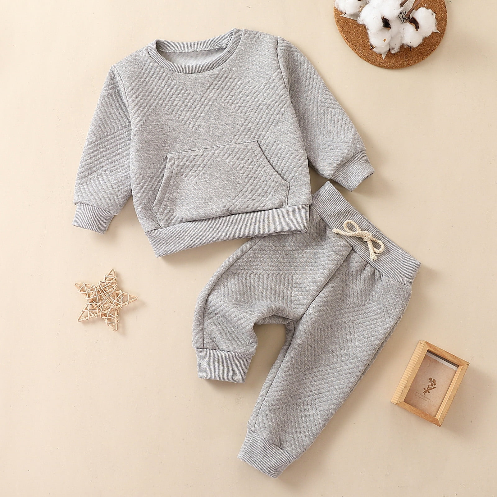 Jinhomg Toddler Infant Baby Boy Clothes Soft Cozy Long Sleeve Solid ...