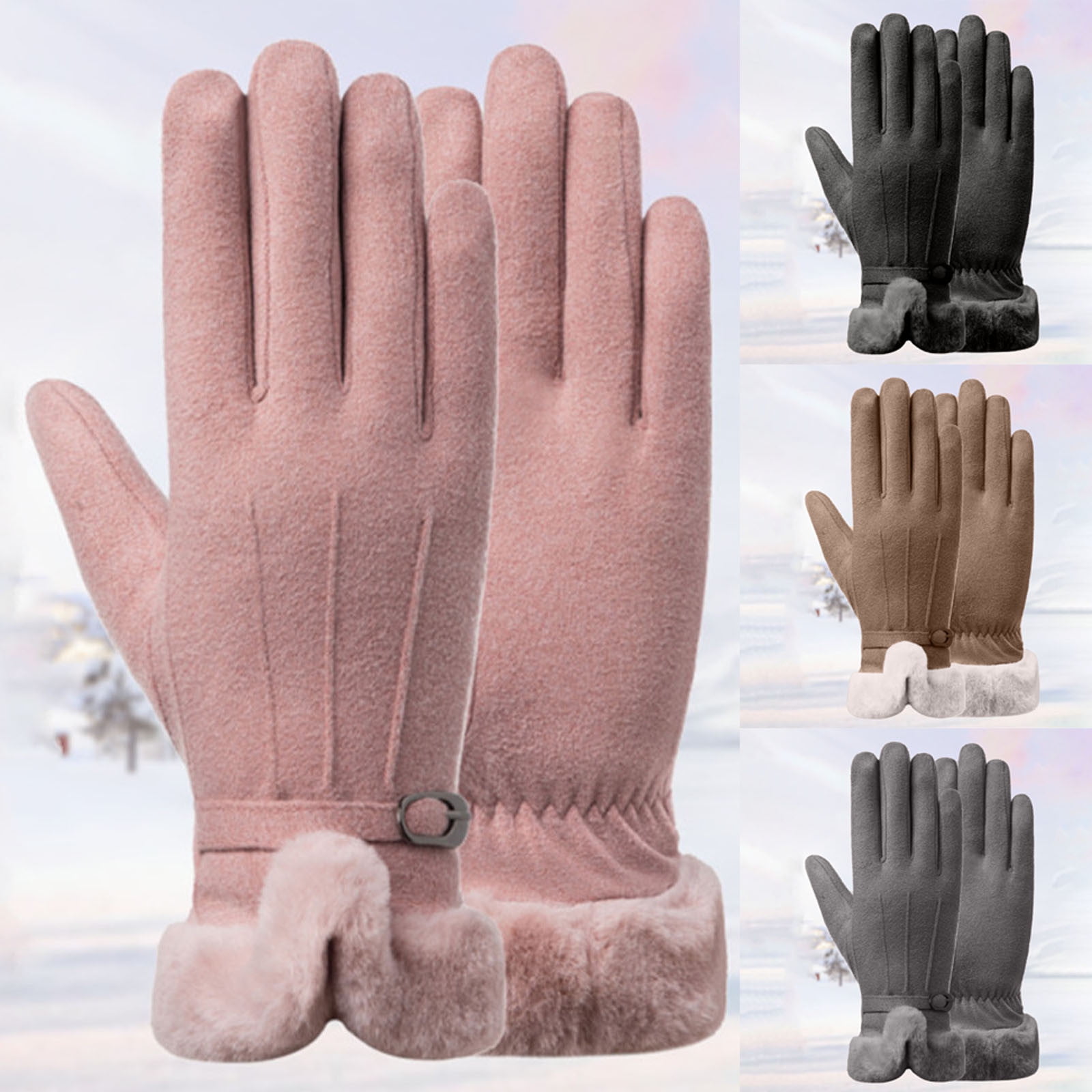 Jinhomg Touchscreen Finger Gloves for Women Soft Cozy Fleece Lining ...