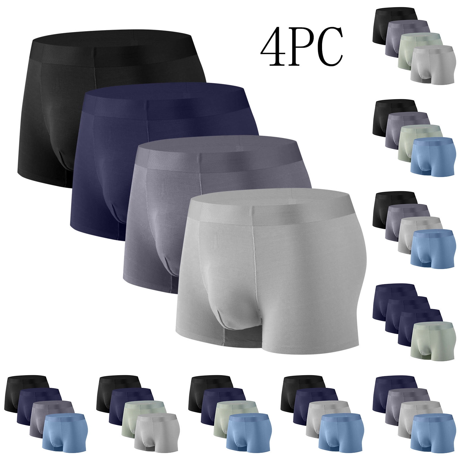 Jinhomg Underwear for Men Pack 4 PC Anti-Bacterial Quick Dry Boxer ...