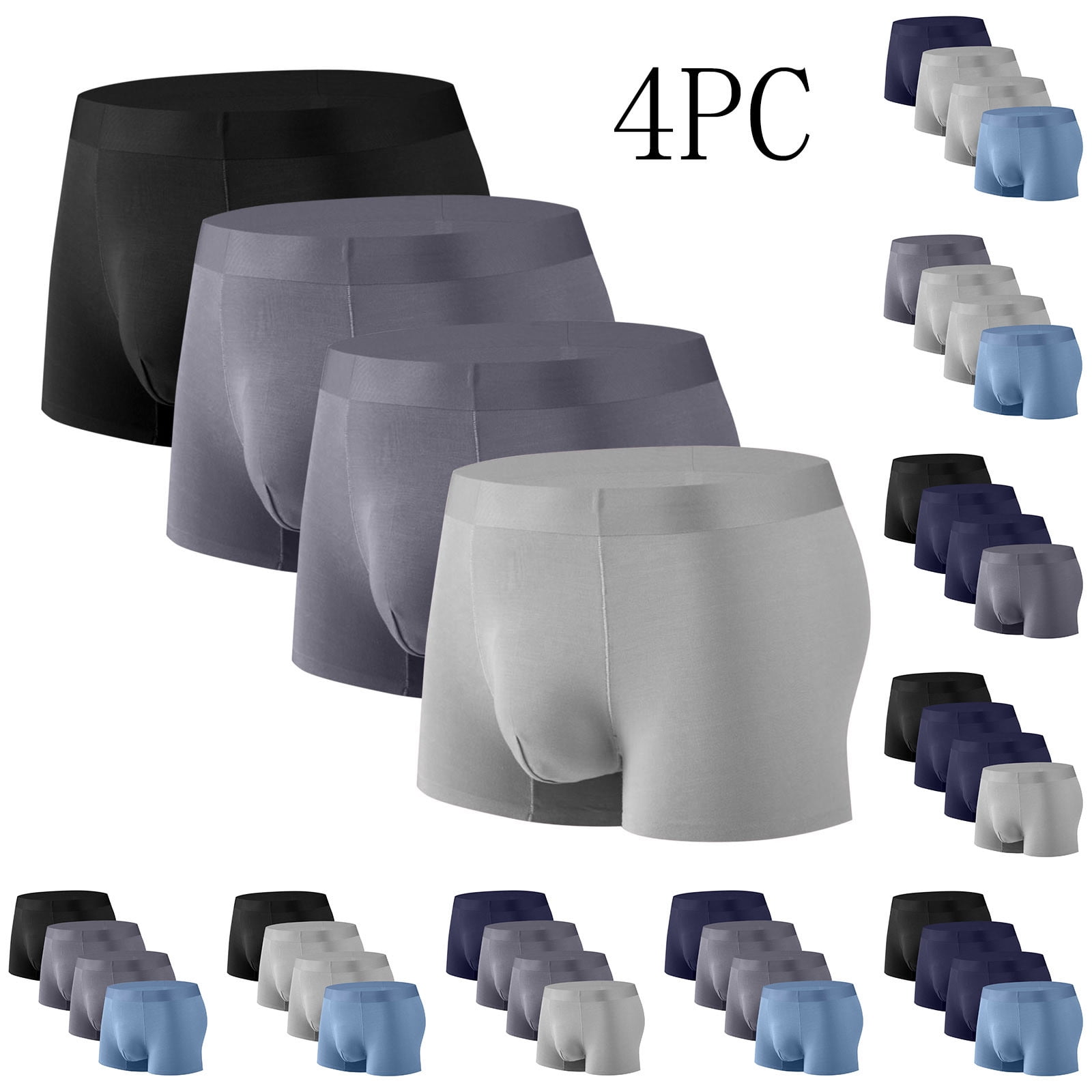 Jinhomg Underwear for Men Pack 4 PC Anti-Bacterial Quick Dry Boxer ...