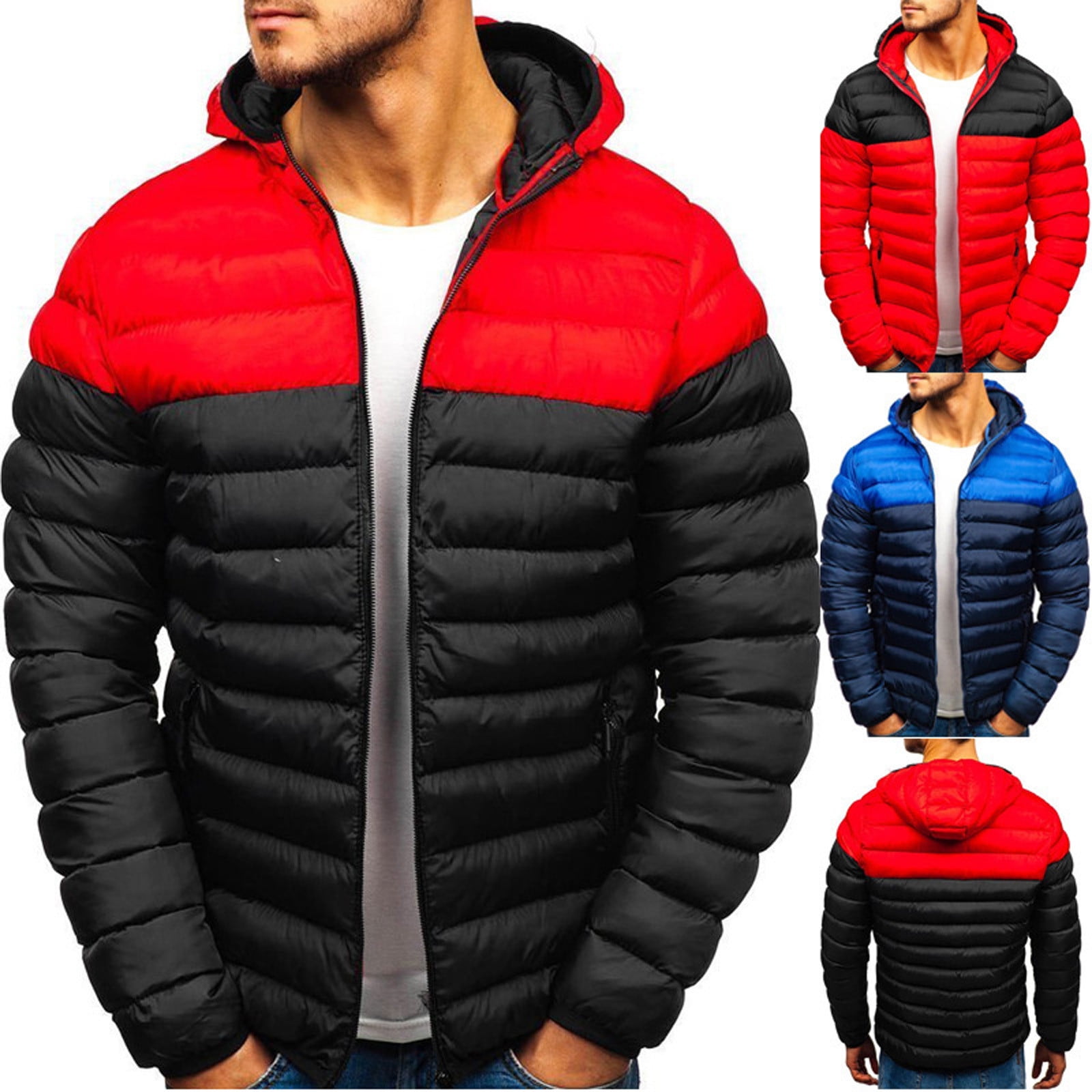 Jinhomg Warm Winter Jackets for Men Lightweight Hooded Puffer Jacket ...
