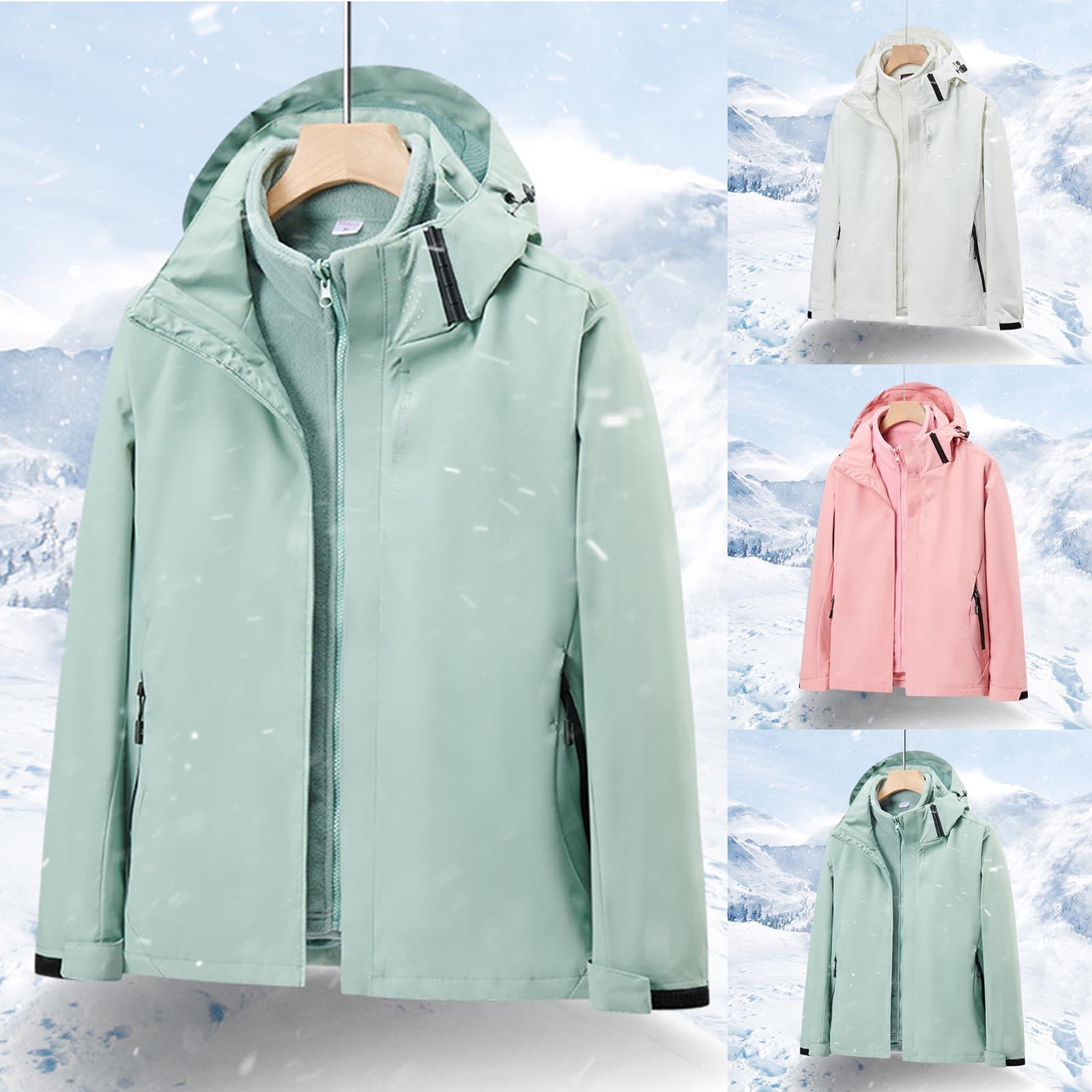 Jinhomg Women's 3-In-1 Snow Jacket Winter Warm Double Closure ...