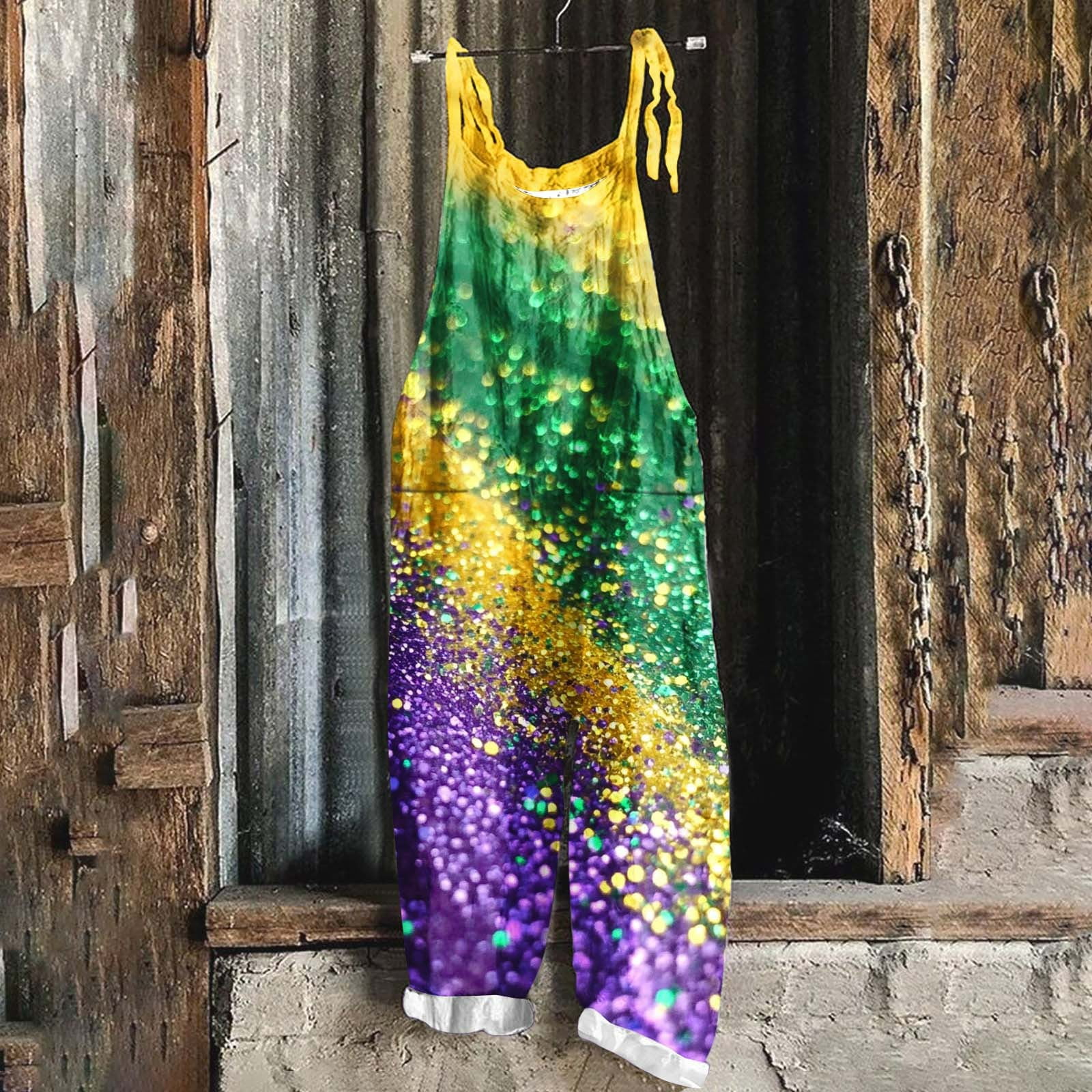 Jinhomg Women's Mardi Gras Outfit Fancy Mask Print Adjustable Strap ...