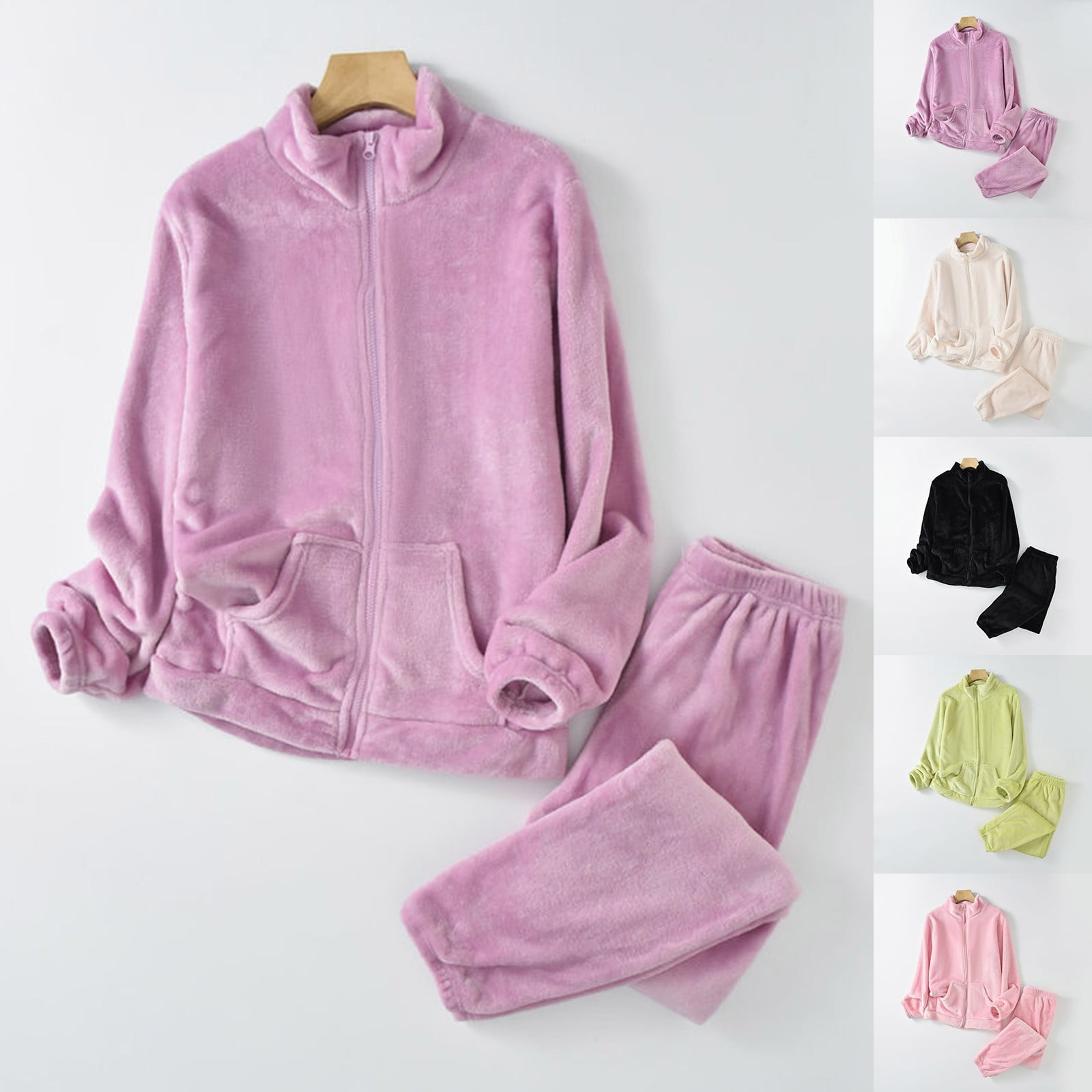 Jinhomg Women's Thin Flannel Pajama 2 Piece Fall Comfy Loungewear ...