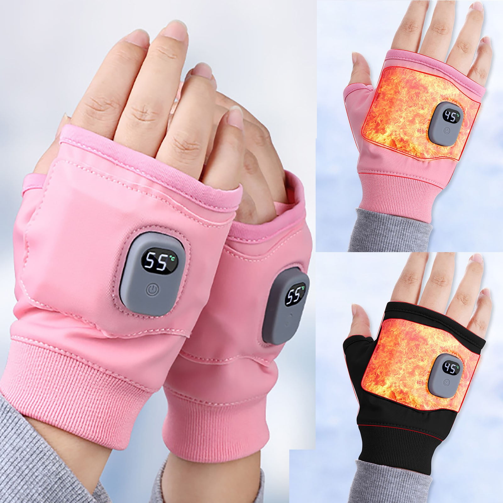 Jinhomg Women's Winter Heated Gloves Smart Thermostatic Heated ...