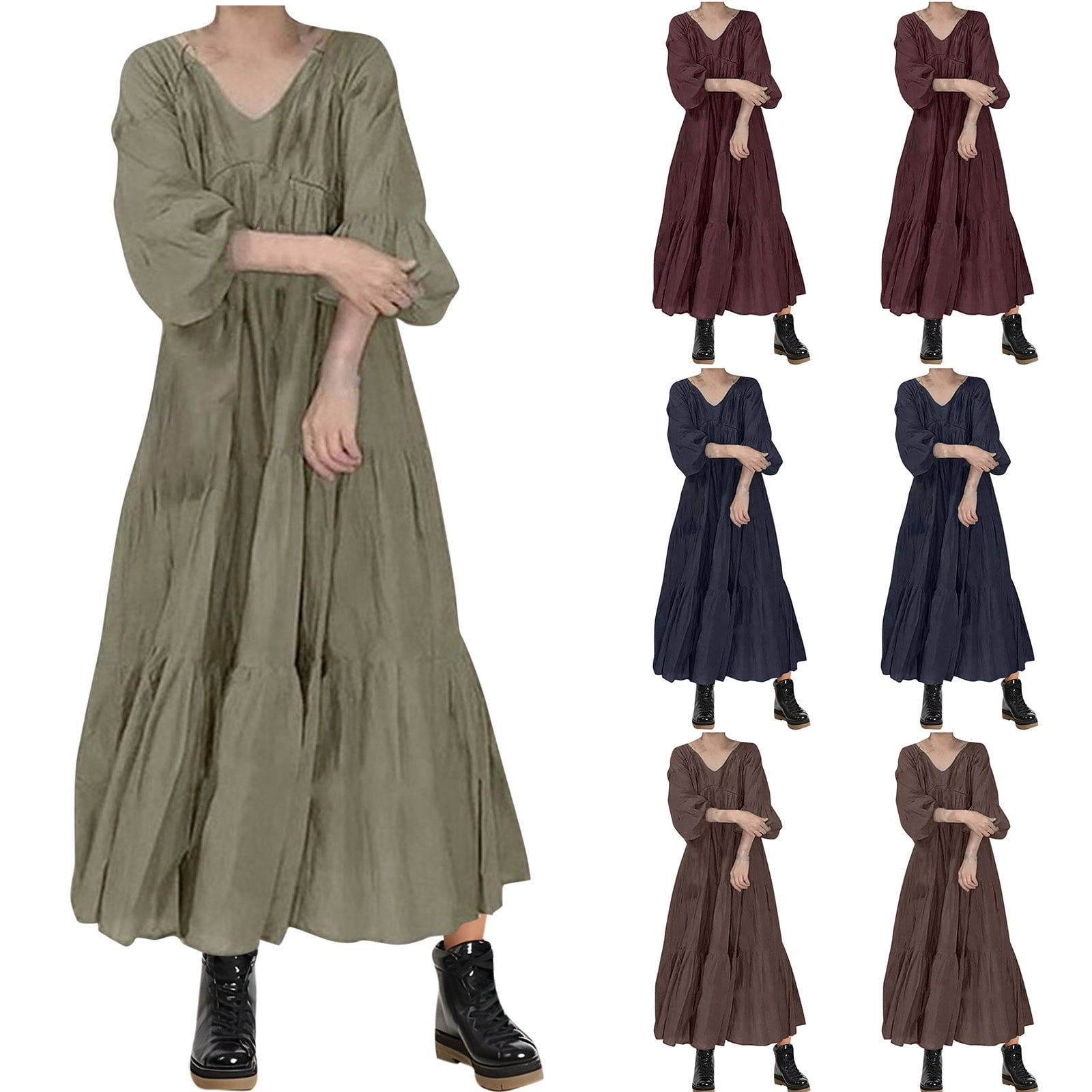 Jinhomg Womens Casual Summer Dress Lightweight Breathable Cotton Linen ...