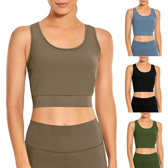 Jinhomg Womens Crop Tank Top Sleeveless Gym Workout Shirts Running Yoga ...