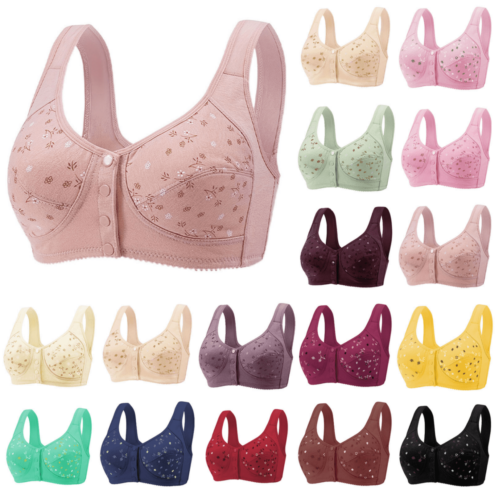 Jinhomg Womens Daisy Bras Wireless Full Coverage Plus Size Bra Push Up ...