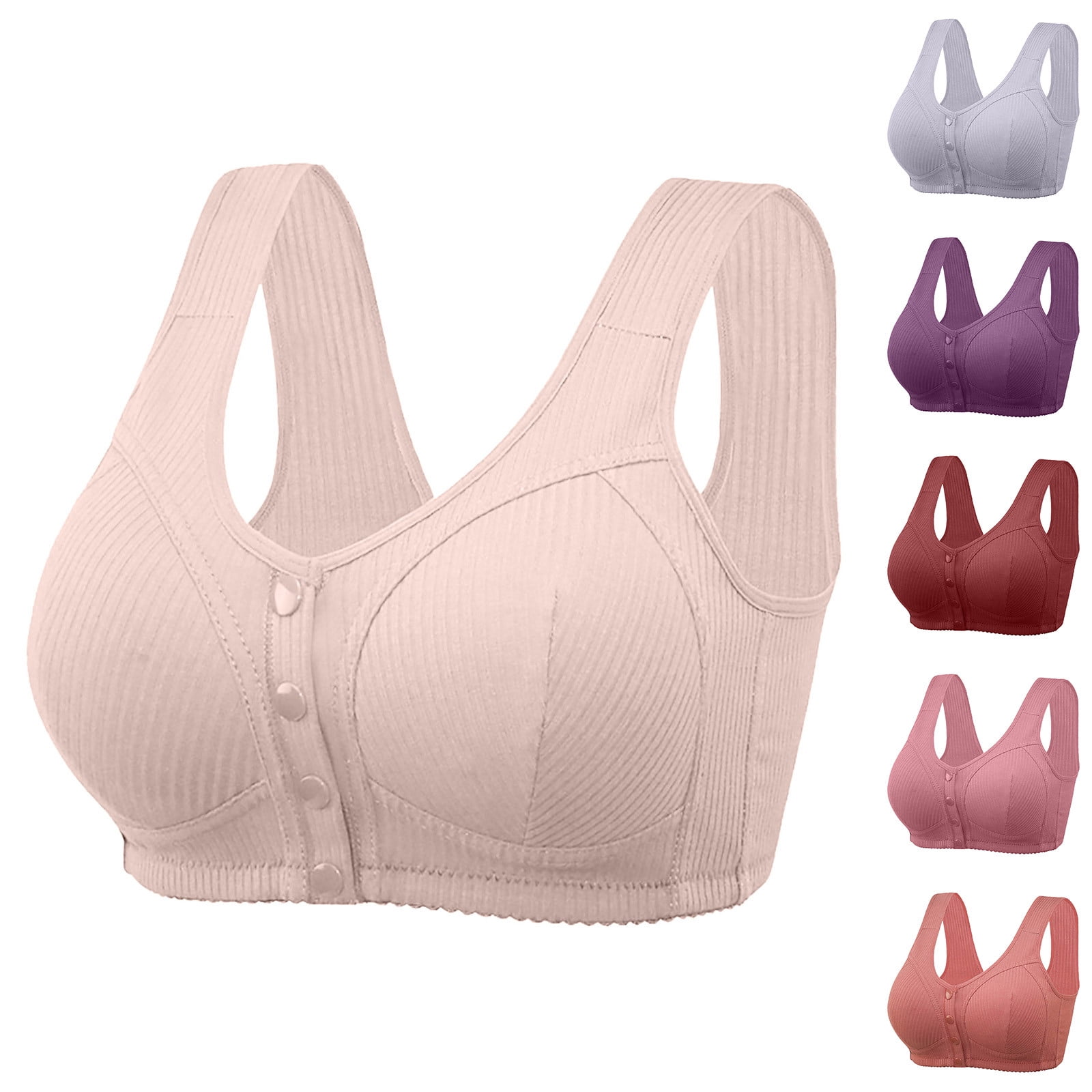 Jinhomg Womens Front Snap Closure Bra Soft Comfy Bralette No Underwire ...