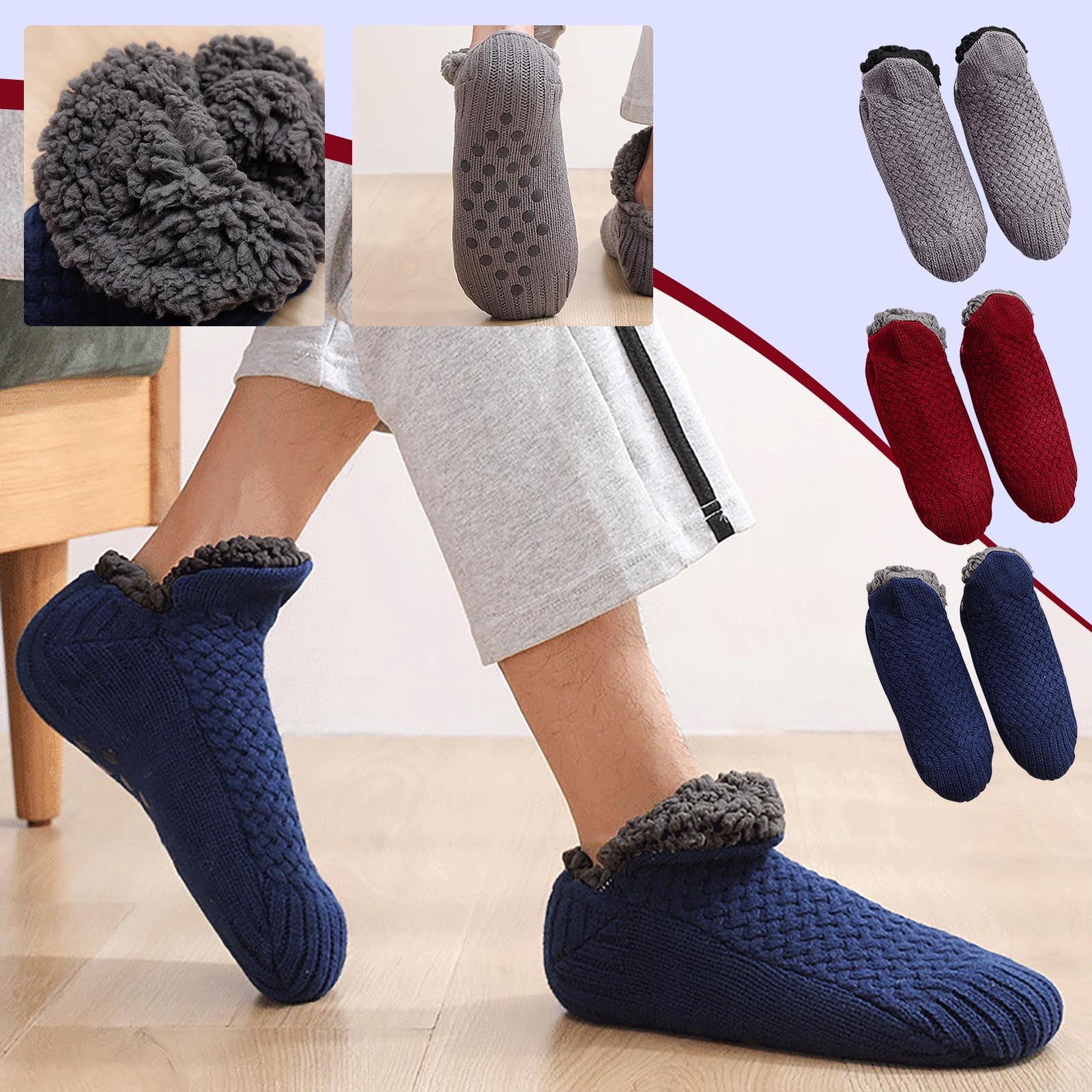 Jinhomg Womens Non Slip Socks Fall Winter Thermal Sherpa Fleece Slipper ...
