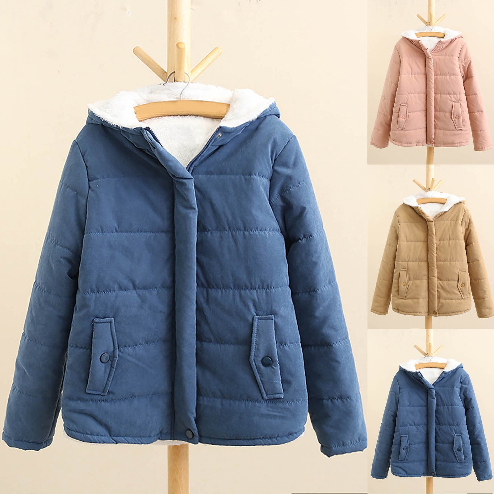 Jinhomg Womens Quilted Coats Fall Winter Warm Fleece Lined Padded ...