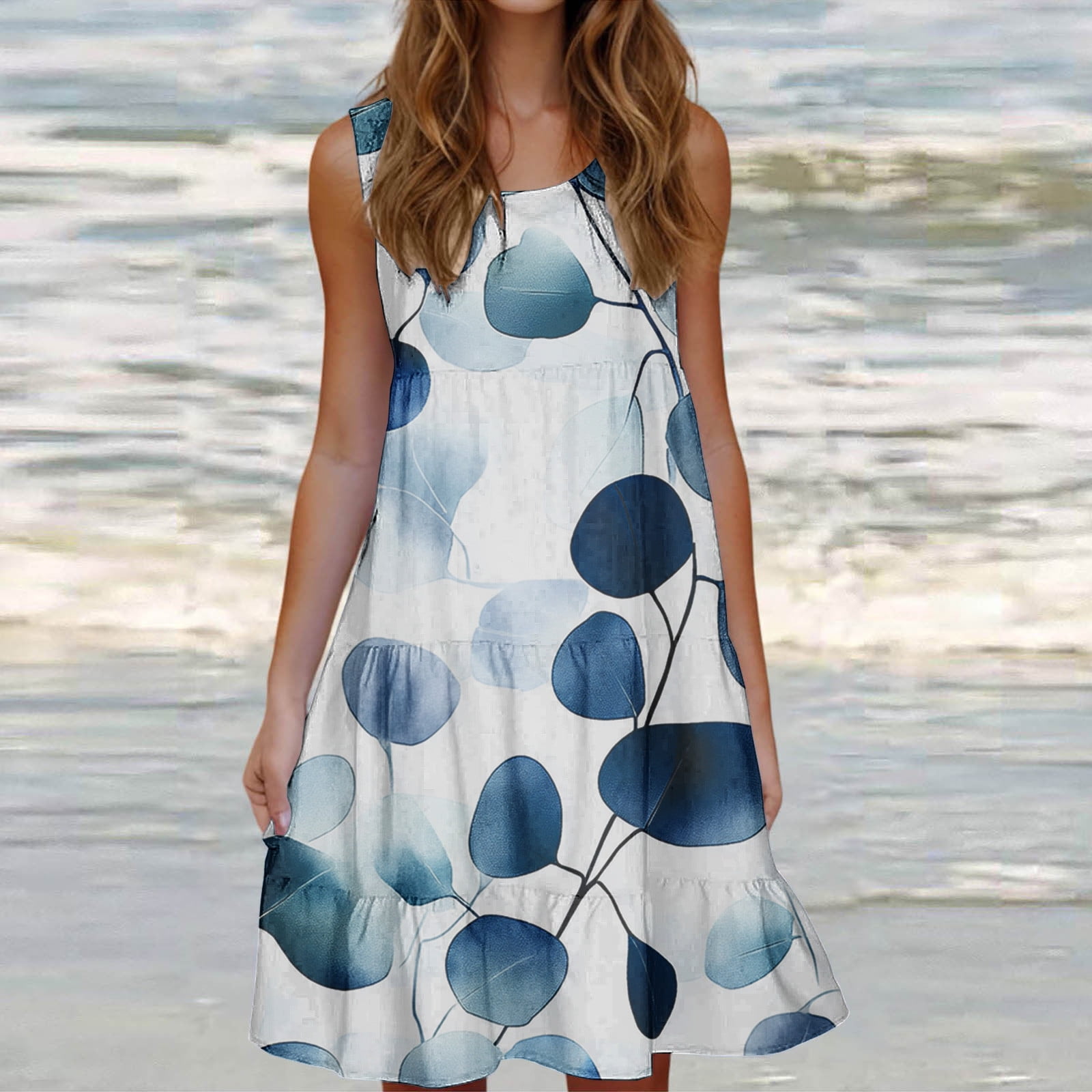 Jinhomg Womens Sleeveless Sundresses Flowy Swing Aline Midi Dress ...