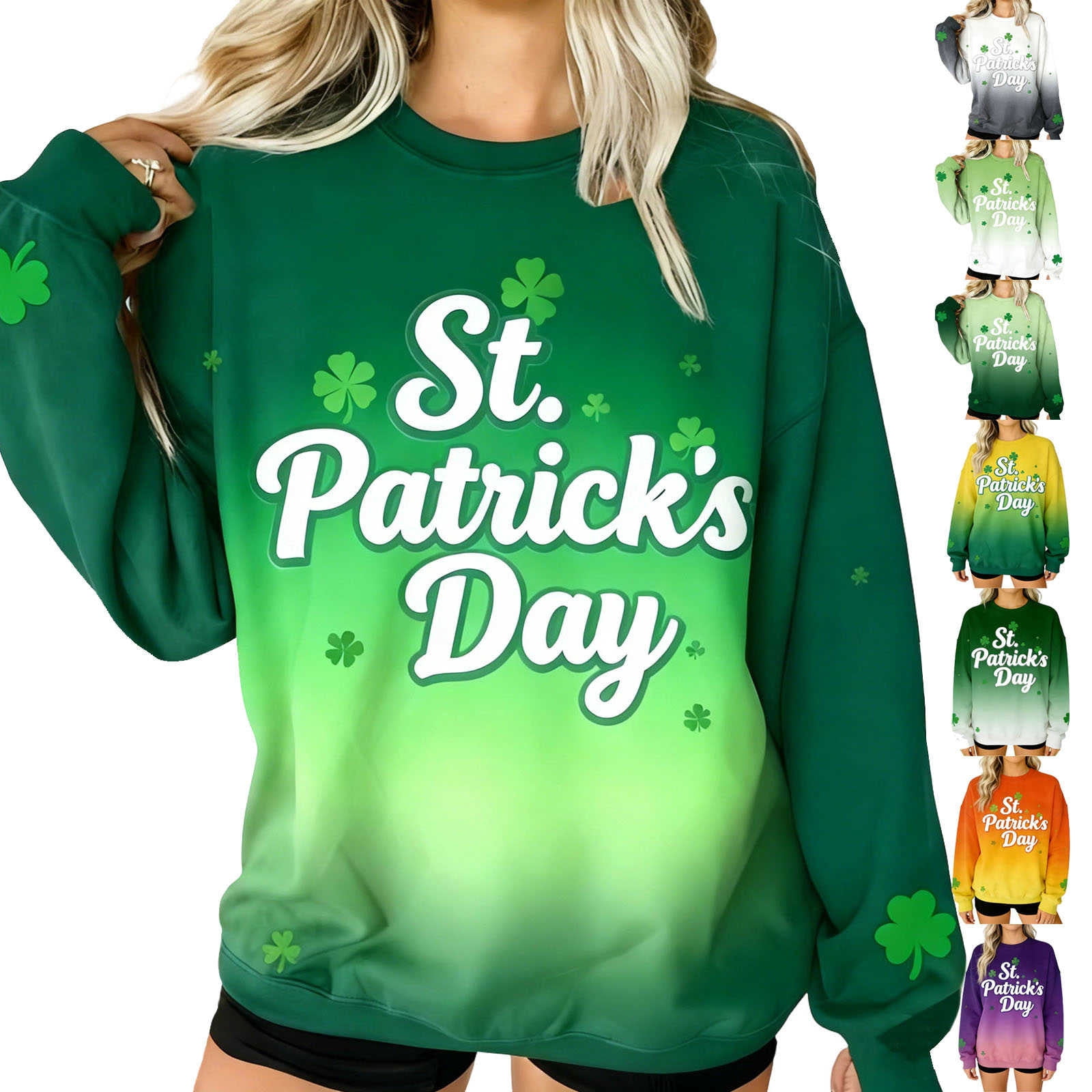 Jinhomg Womens St Patricks Day Sweatshirt Lucky Clover Shirt Cute Bow ...