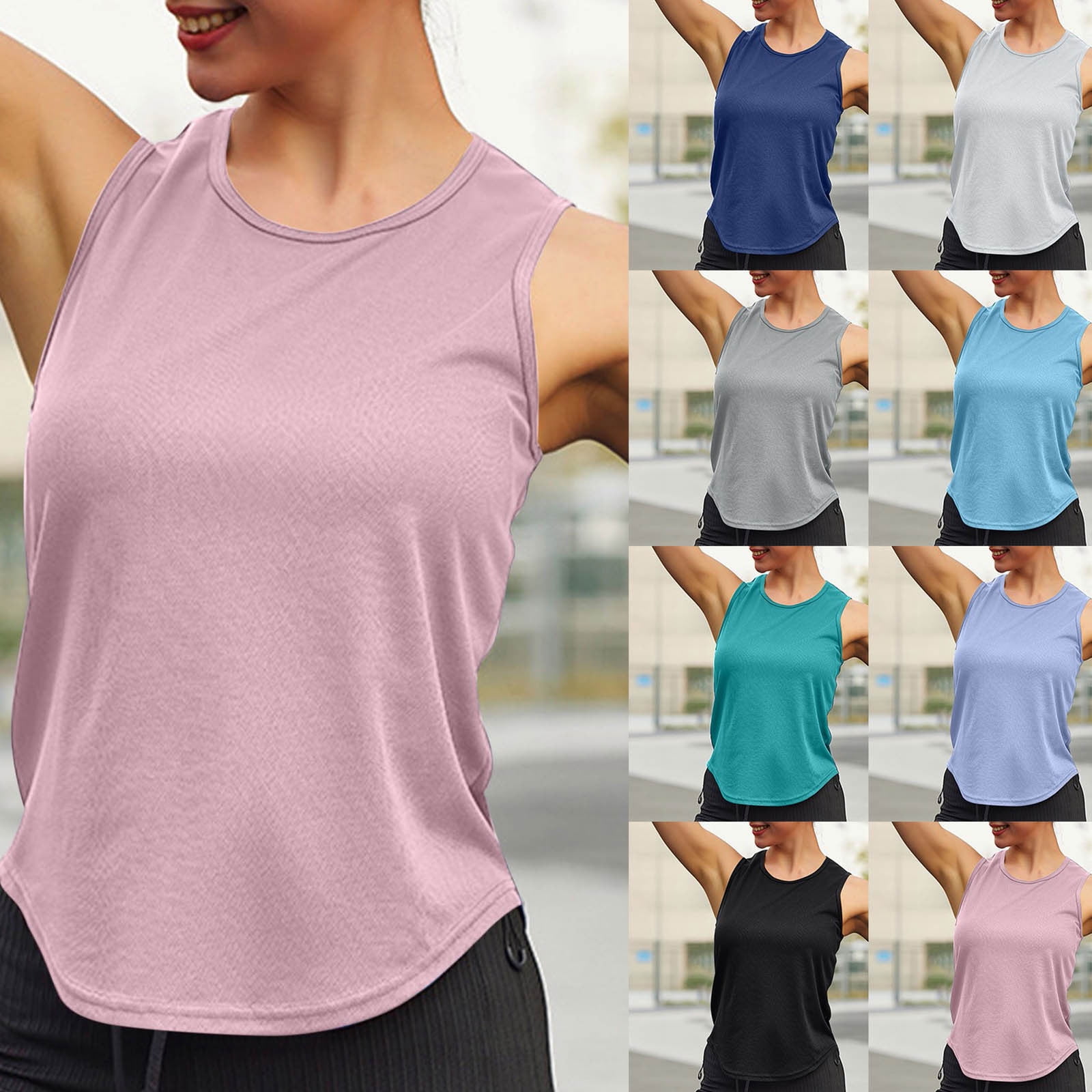 Jinhomg Workout Tank Tops for Women Moisture Wicking Quick Dry Yoga ...