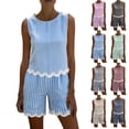 Jinhomg XXL Women 2 Piece Outfits Short Sets Sleeveless RIC Rac Trim ...