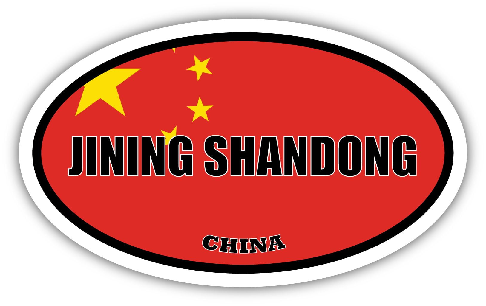 Jining Shandong China Flag Oval Decal Vinyl Bumper Sticker 3x5 inches ...